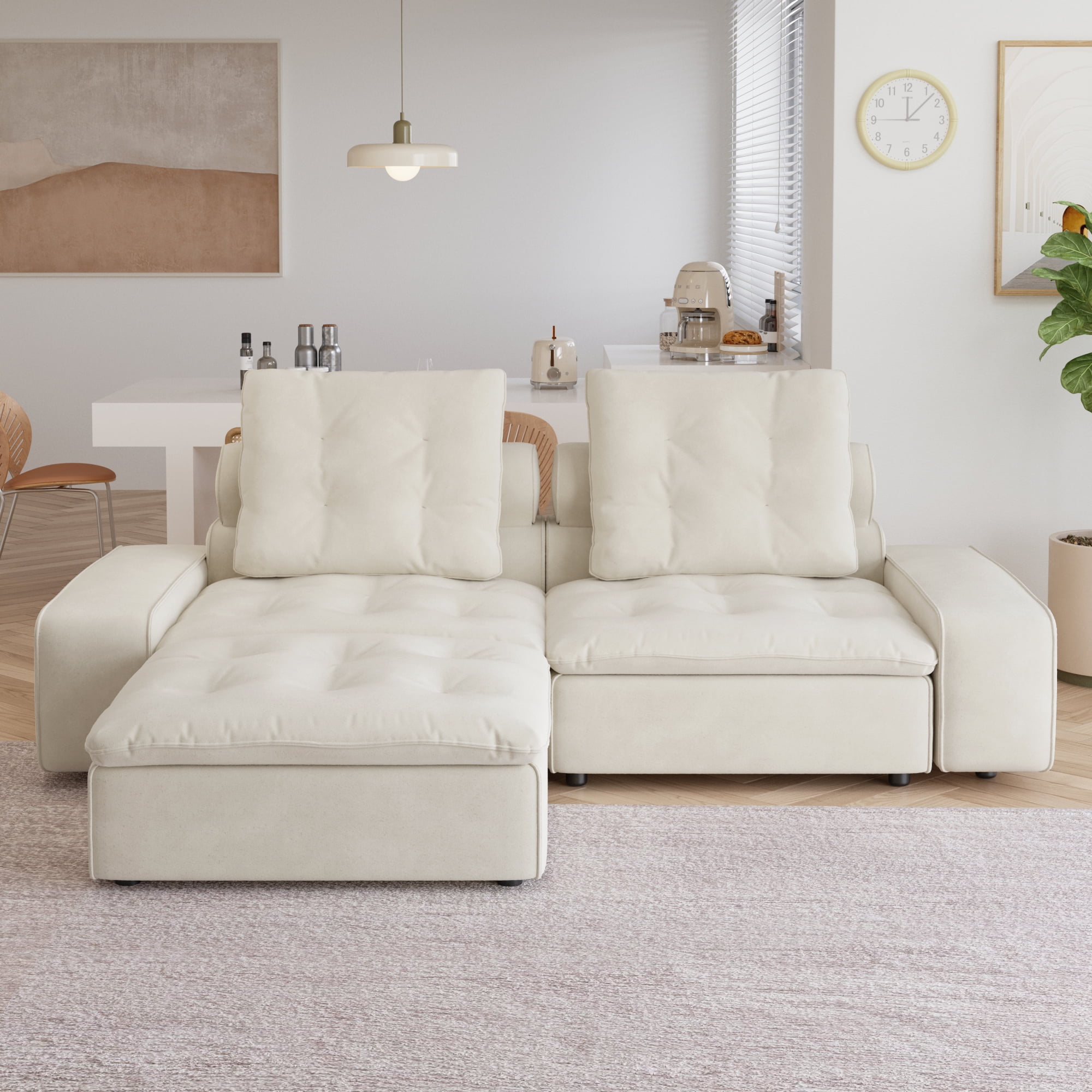 Sodrens 102" Modular Sectional Sofa Cloud Couch,L-Shaped Modern Frosted ...