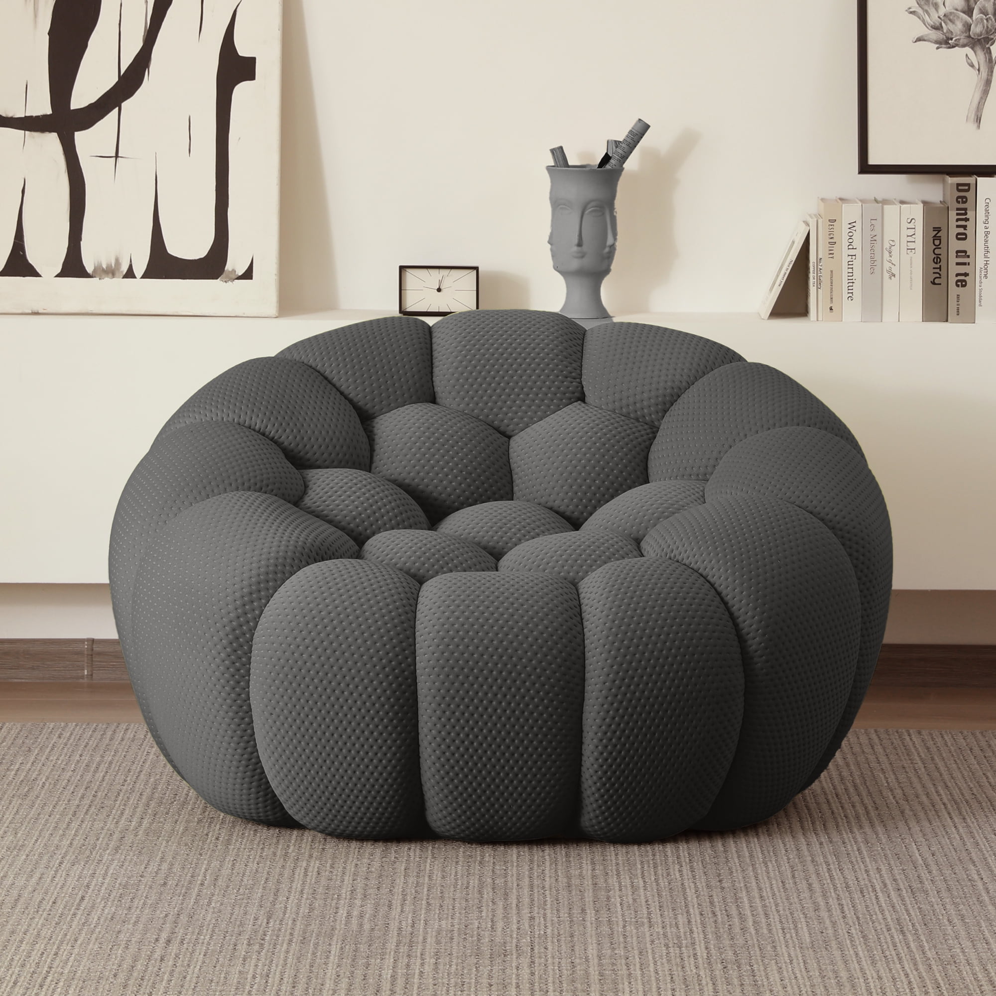 Sodrens 48.43" Bubble Couch,Modern Upholstered Mesh Fabric Lazy Floor ...