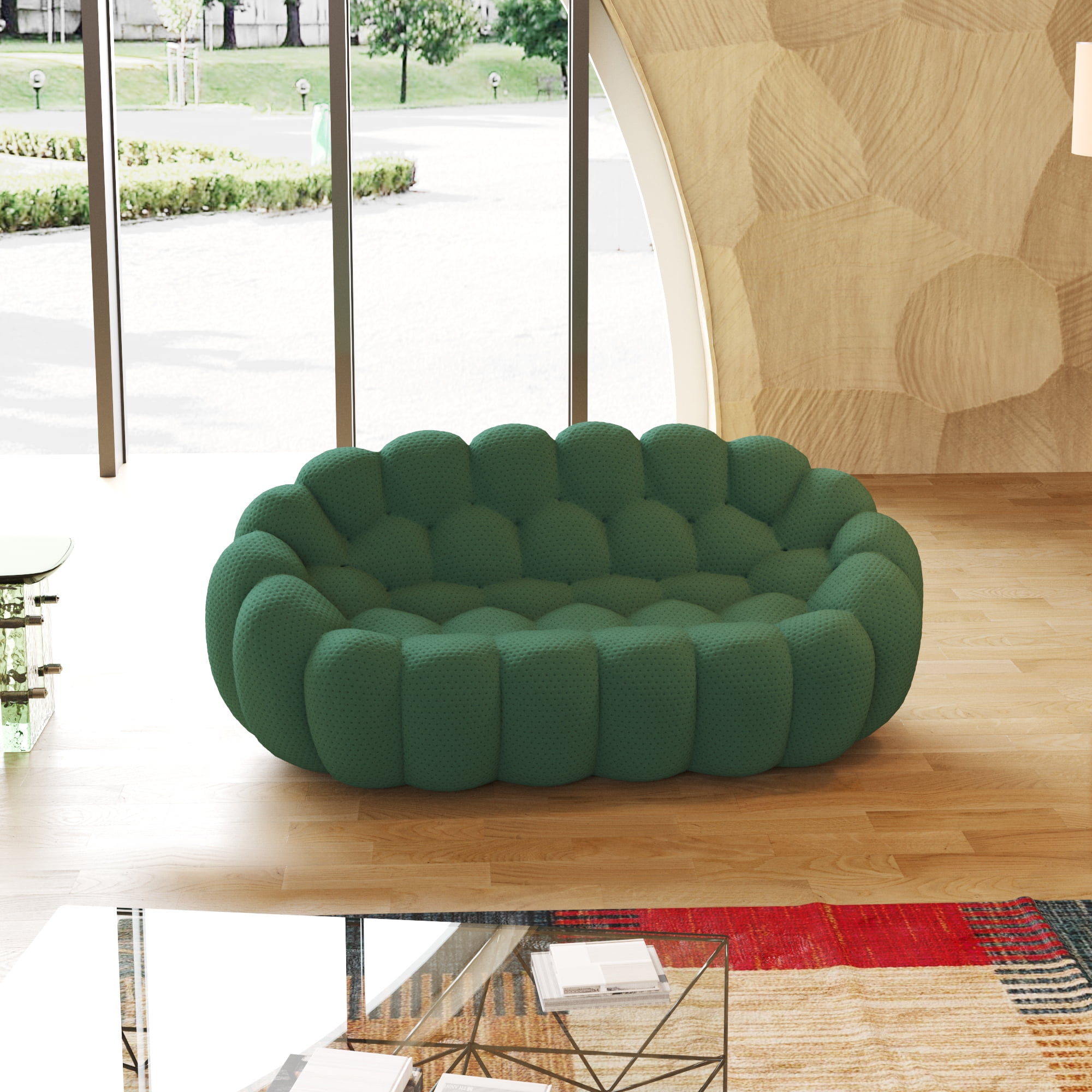 Sodrens 79.53" Bubble Couch,Modern Upholstered Mesh Fabric Lazy Floor ...