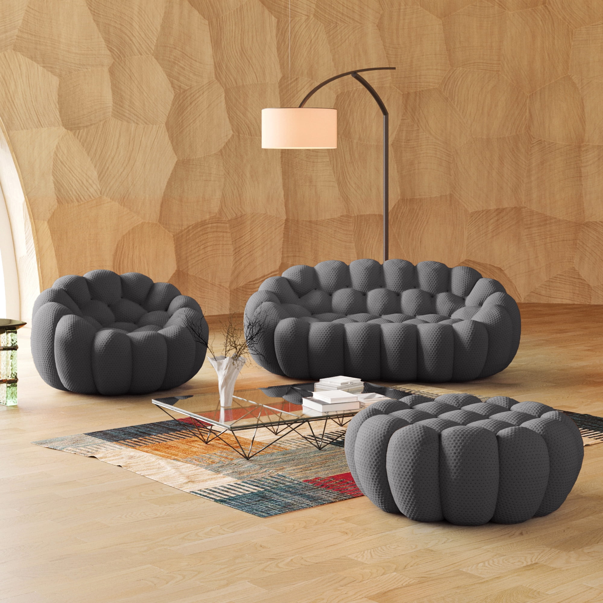 Sodrens 79.53" Bubble Couch with Single Seat and Ottoman,Modern ...