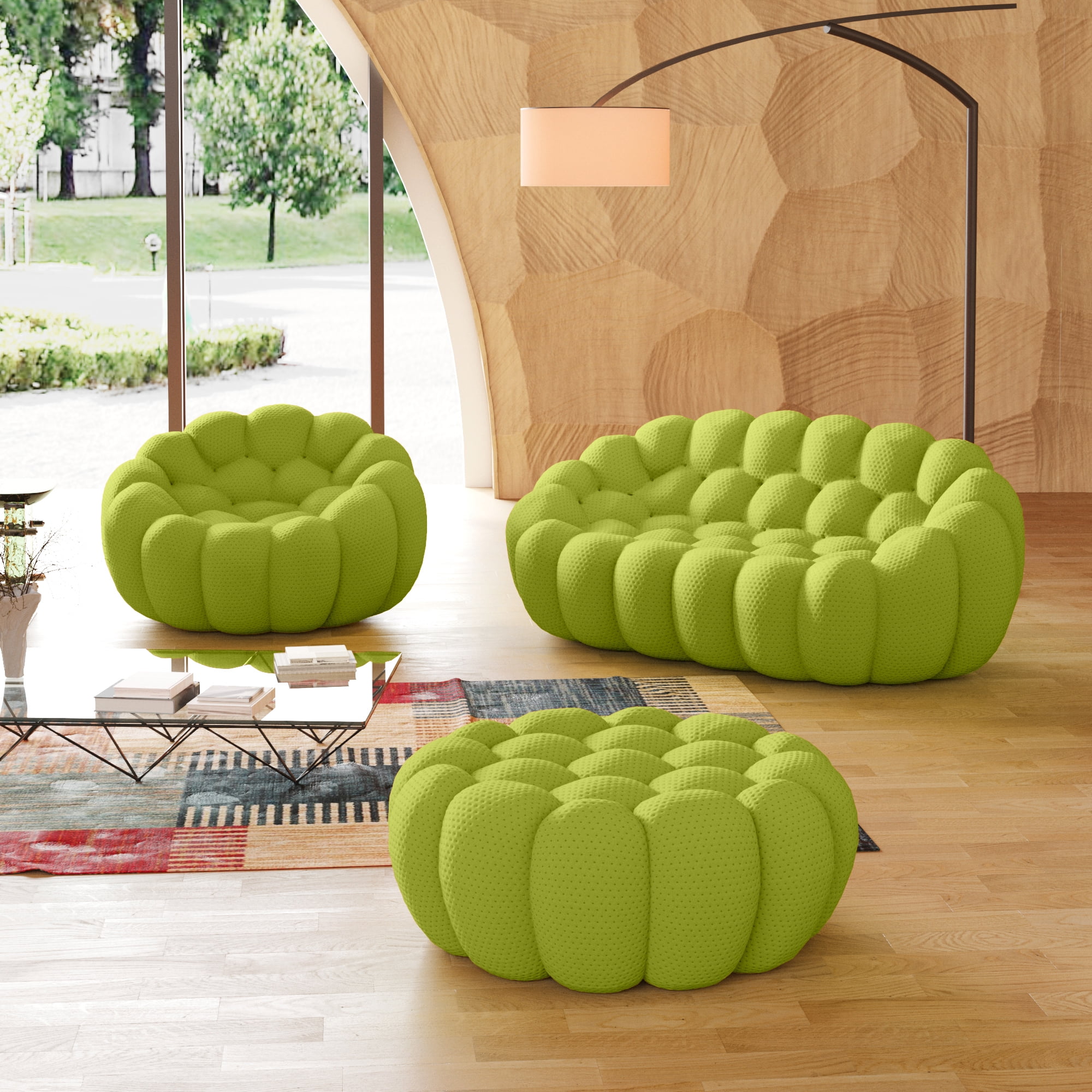 Sodrens 79.53" Bubble Couch with Single Seat and Ottoman,Modern ...