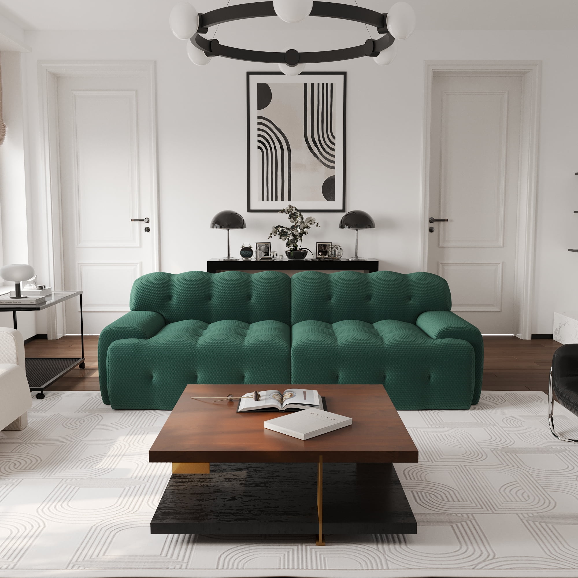 Sodrens 86.6 inch Oversized Loveseat Sofa,3D Mesh Fabric Comfy ...