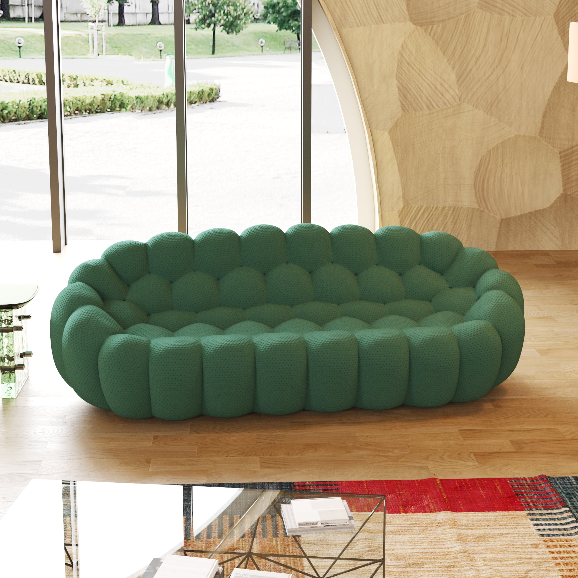Sodrens 98.43" Bubble Couch,Modern Upholstered Mesh Fabric Lazy Floor ...