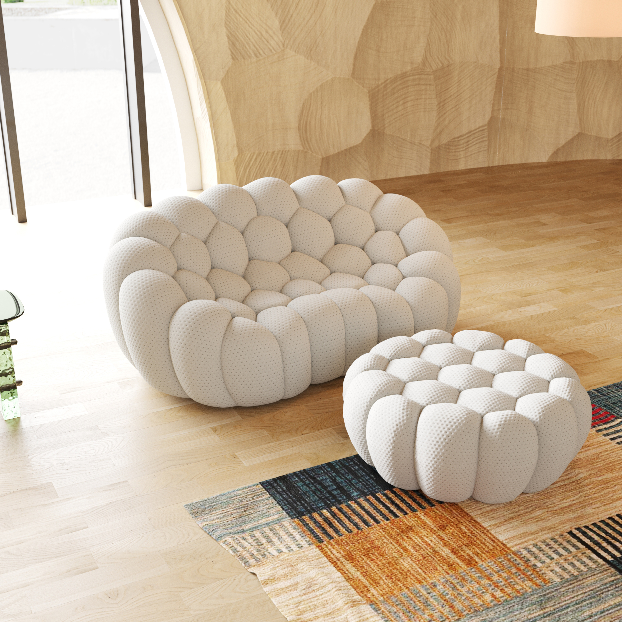 Sodrens Modern Lazy Floor Sofa,79.53" Bubble Couch,Curved Football Sofa ...