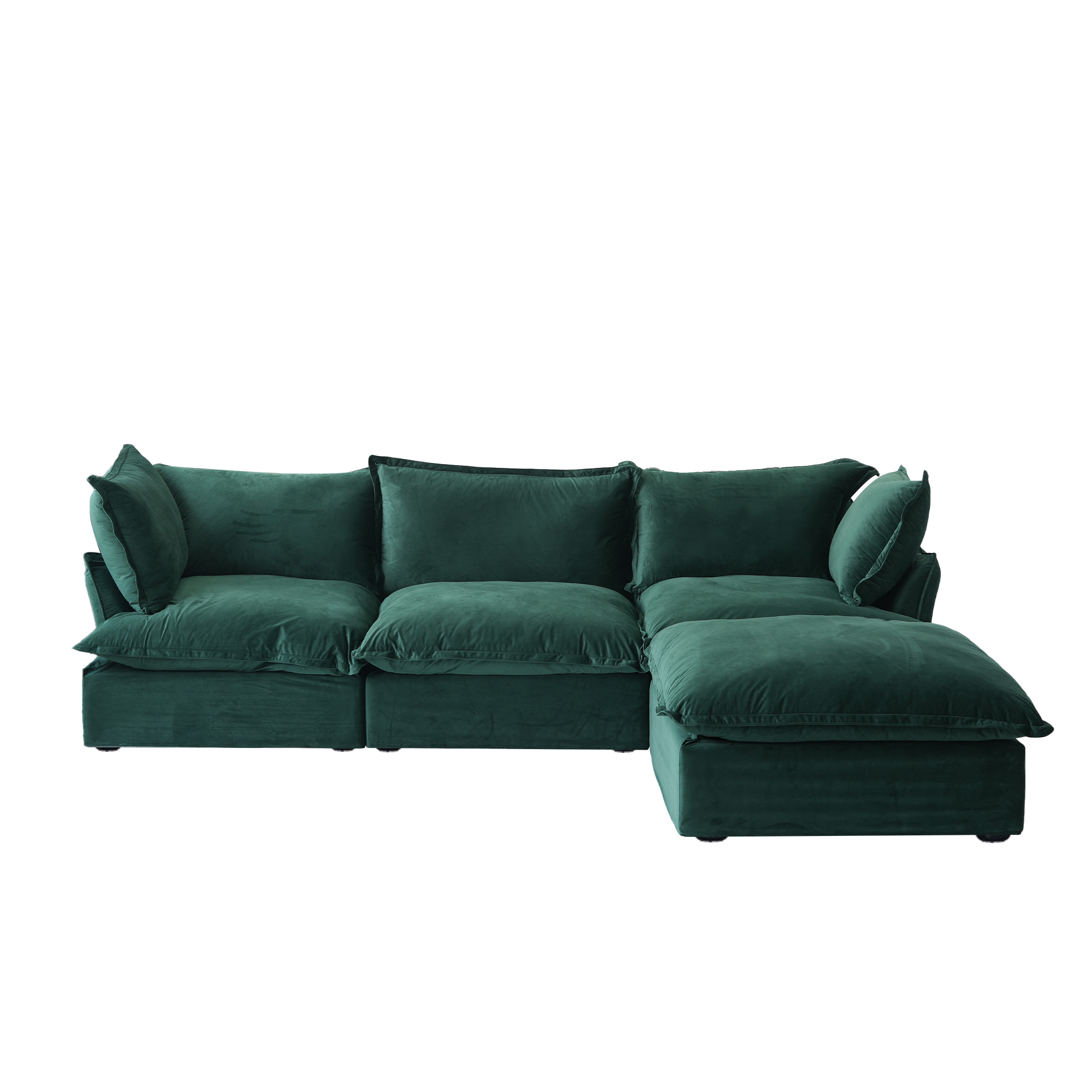 Sodrens Modular Sectional Sofa Couch,122.82" Velvet L-Shape Sofa with ...