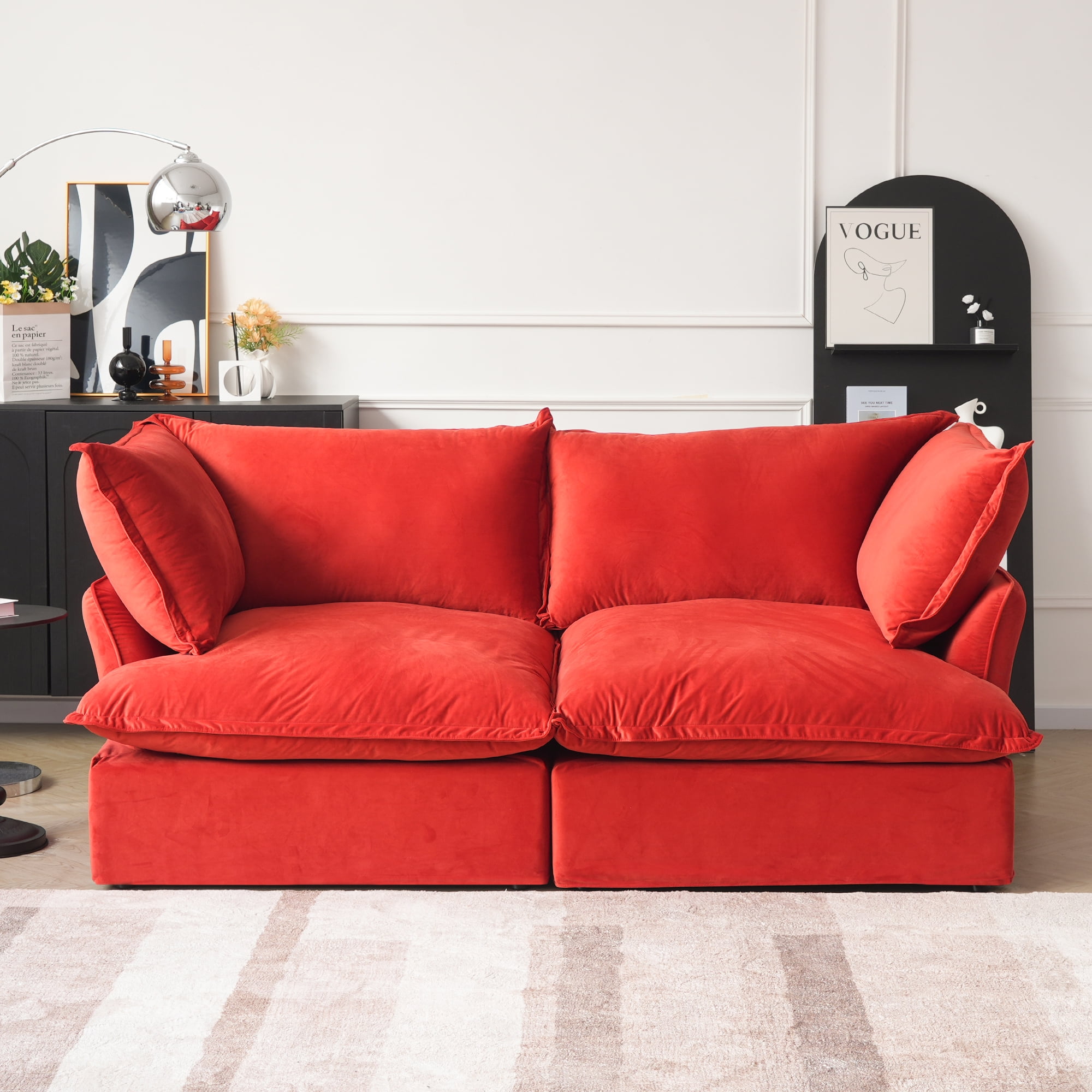 Sodrens Modular Sectional Sofa Couch,82.66" Velvet Loveseat Sofa ...