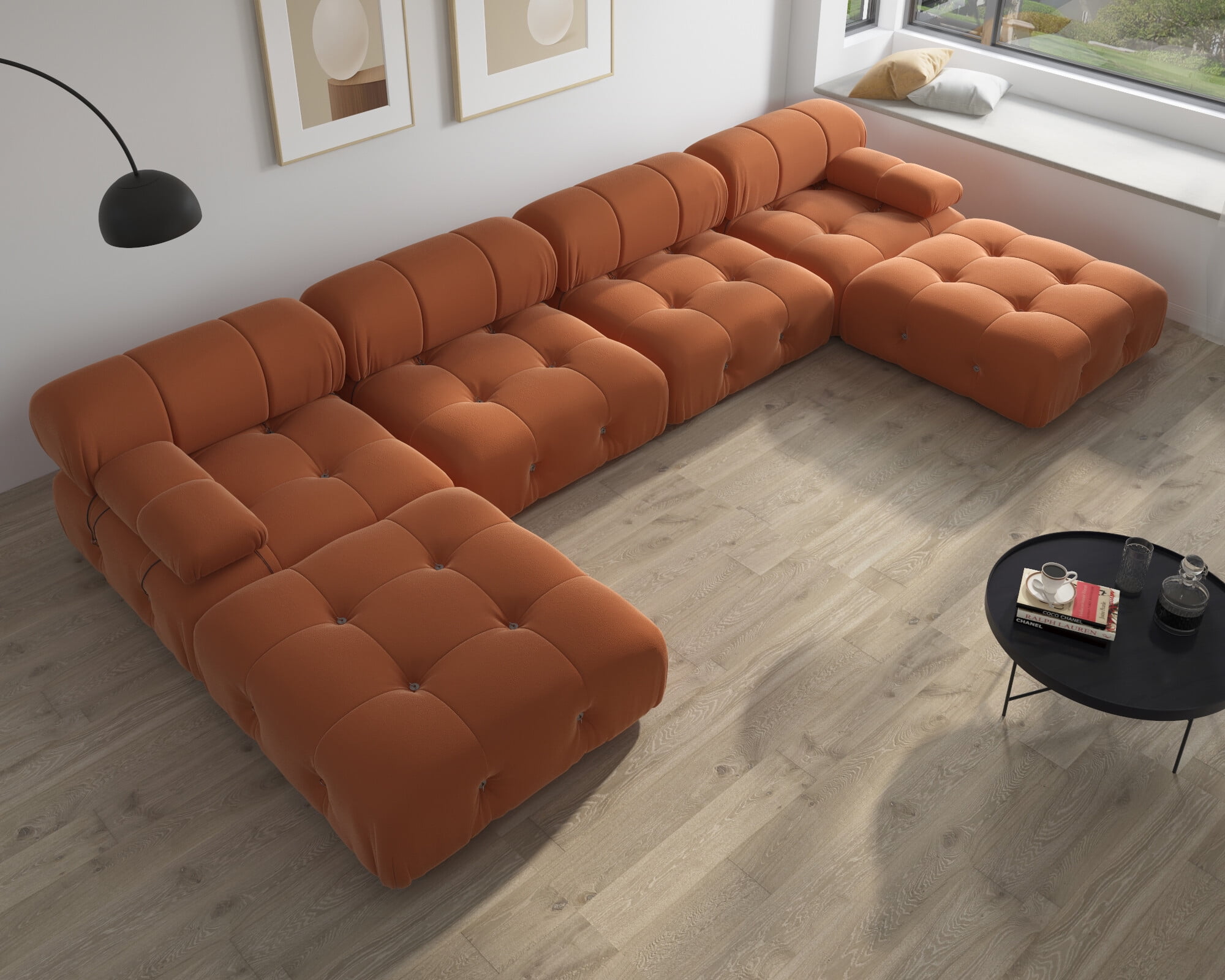 Sodrens U-Shaped Modular Sectional Sofa with Ottomans, Velvet Couch Set ...