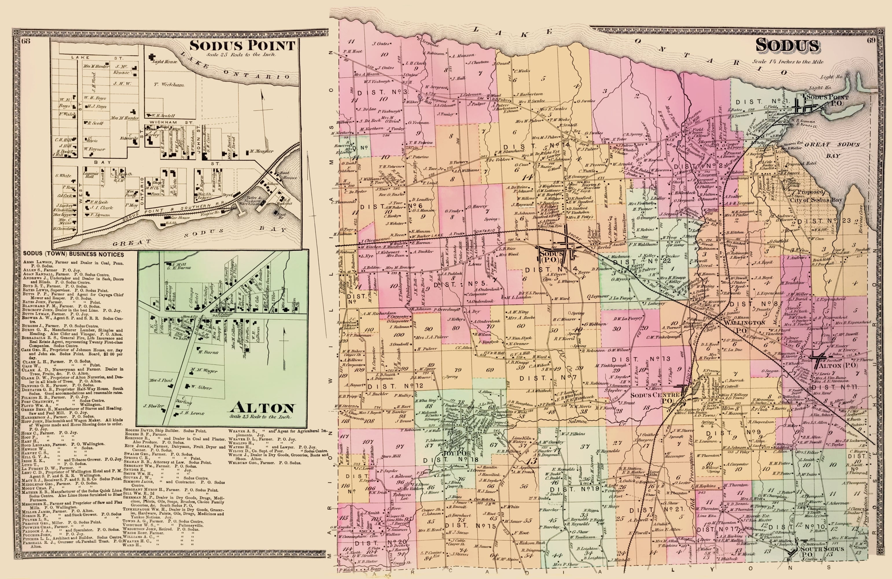 Historic City Map - Sodus Sodus Point Alton New York - Beers 1874 - 23 ...
