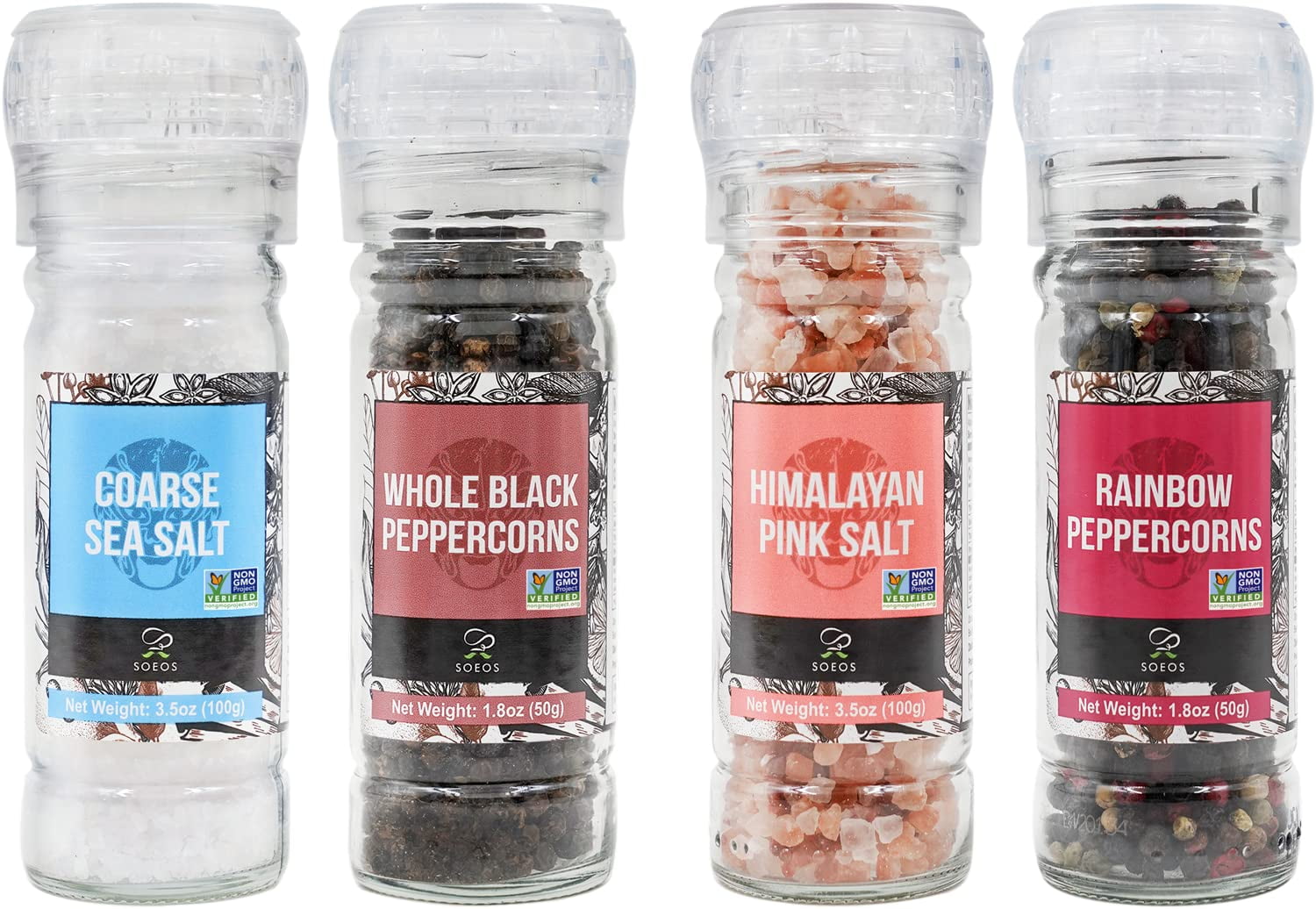 Soeos Black DEF29 White Sea Salt + Rainbow Pink Salt, 10.6oz(300.50g ...