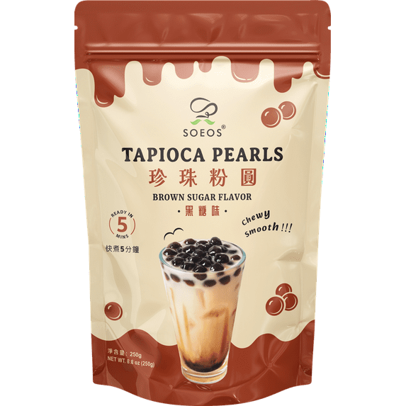 Soeos Boba Pearls, Black Sugar Flavor Tapioca Pearls, 8.8 oz (250 g) - Walmart.com