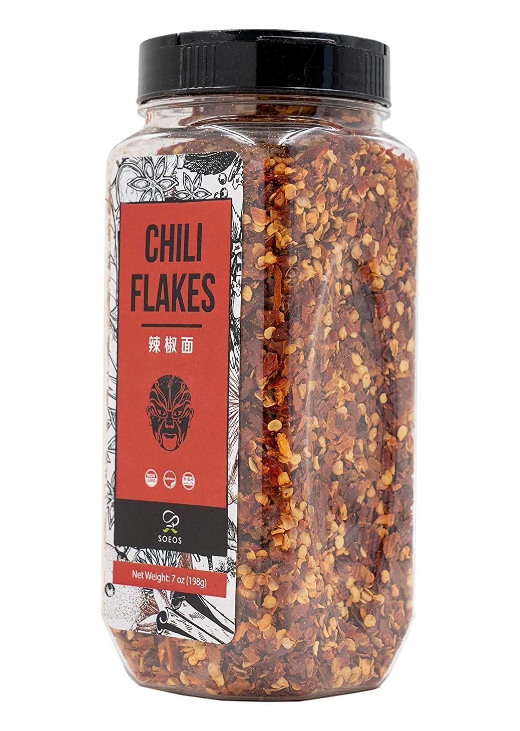 Soeos Chili Flakes, 7oz AKF18 (198g), Medium Hot, Dried and Crushed Red ...