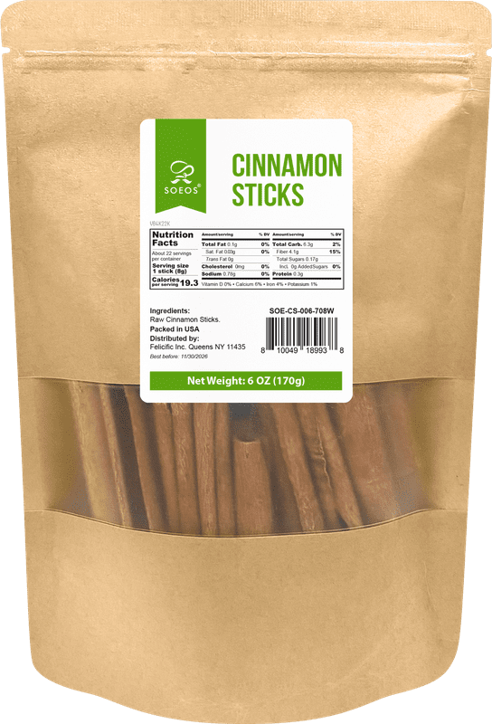 Soeos Cinnamon Sticks, 6 oz (170g), Medium Kraft Bag - Walmart.com