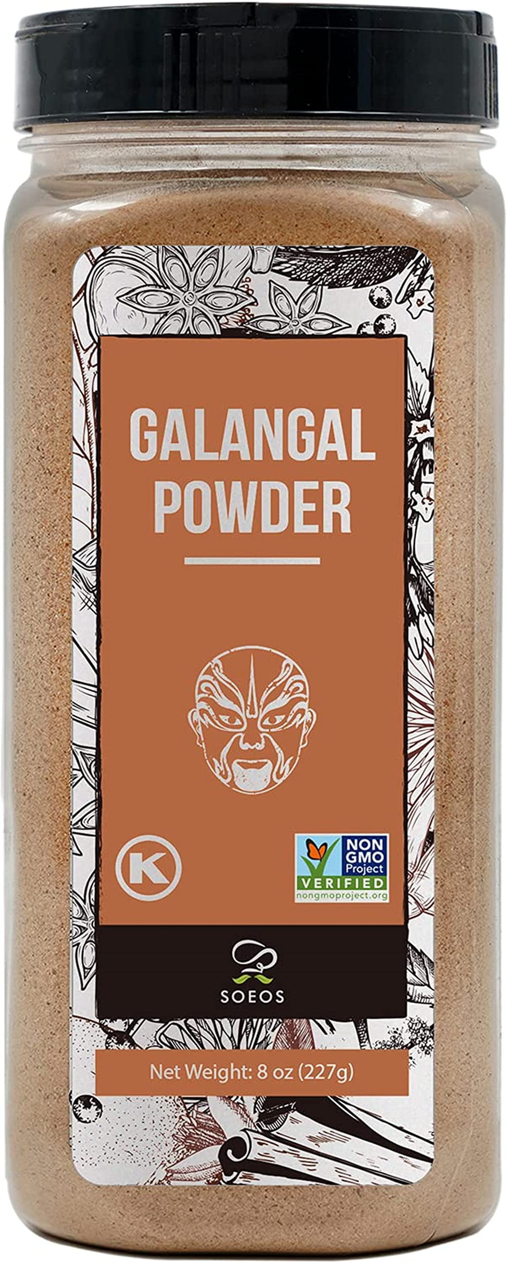 Soeos Galangal Powder 8 XEF1 oz, Ground Galangal, Alpinia Galanga, Non-GMO, Kosher, Galangal ...