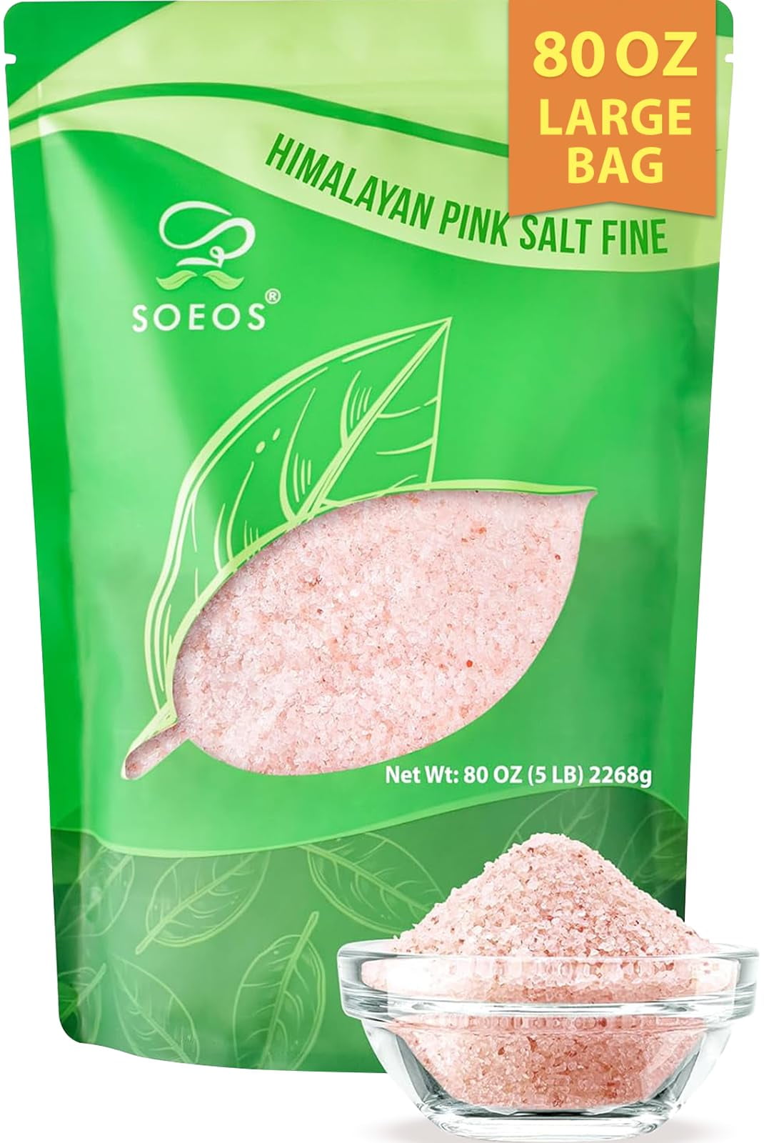 Soeos Himalayan Pink TWE5 Salt, Fine Grain, 5 Lbs, Non-GMO, Pink ...