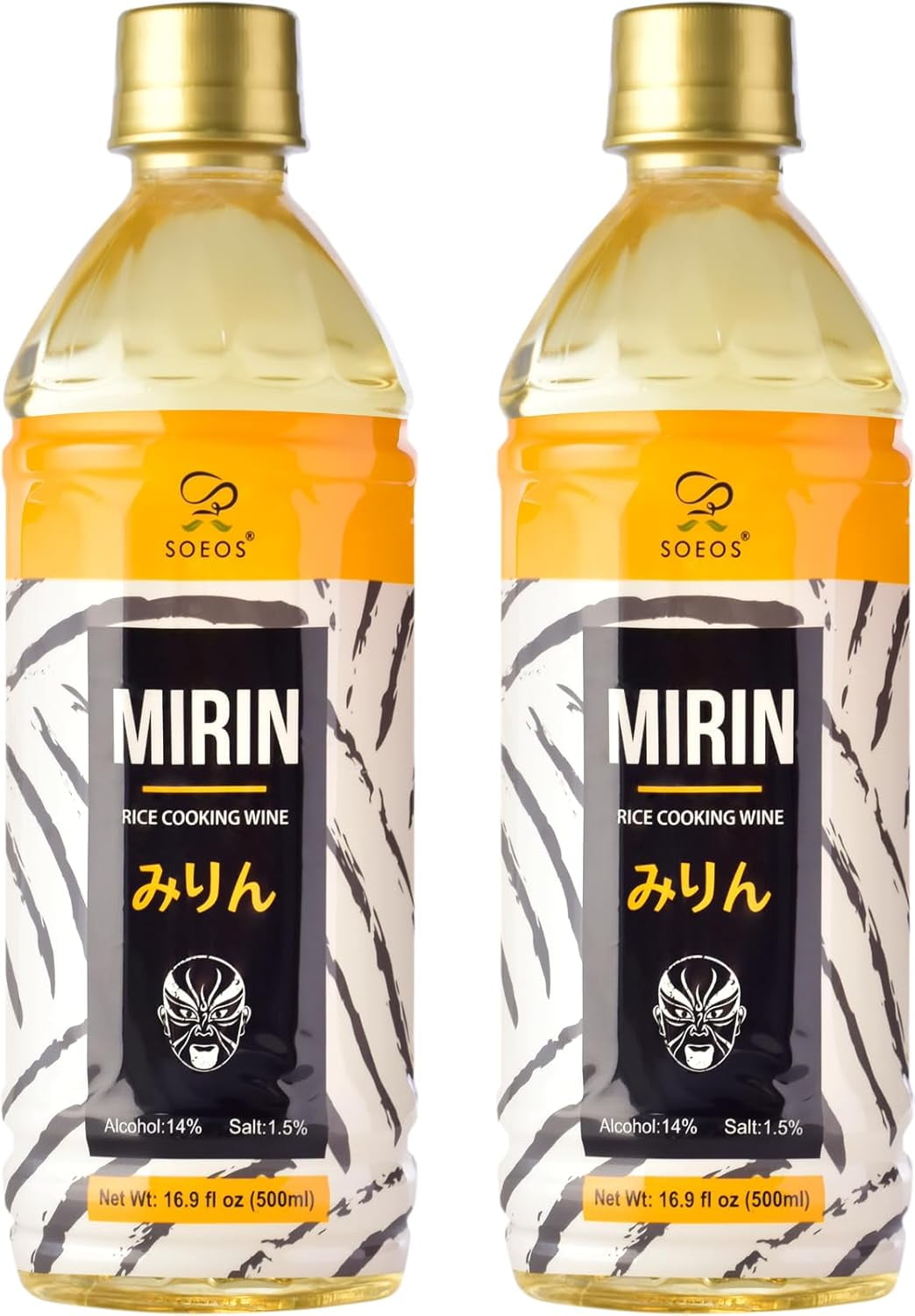 Soeos Authentic Mirin Japanese Cooking Wine, Sweet Rice Wine for Cooking, 16.9 fl oz, Pack of 2 ...