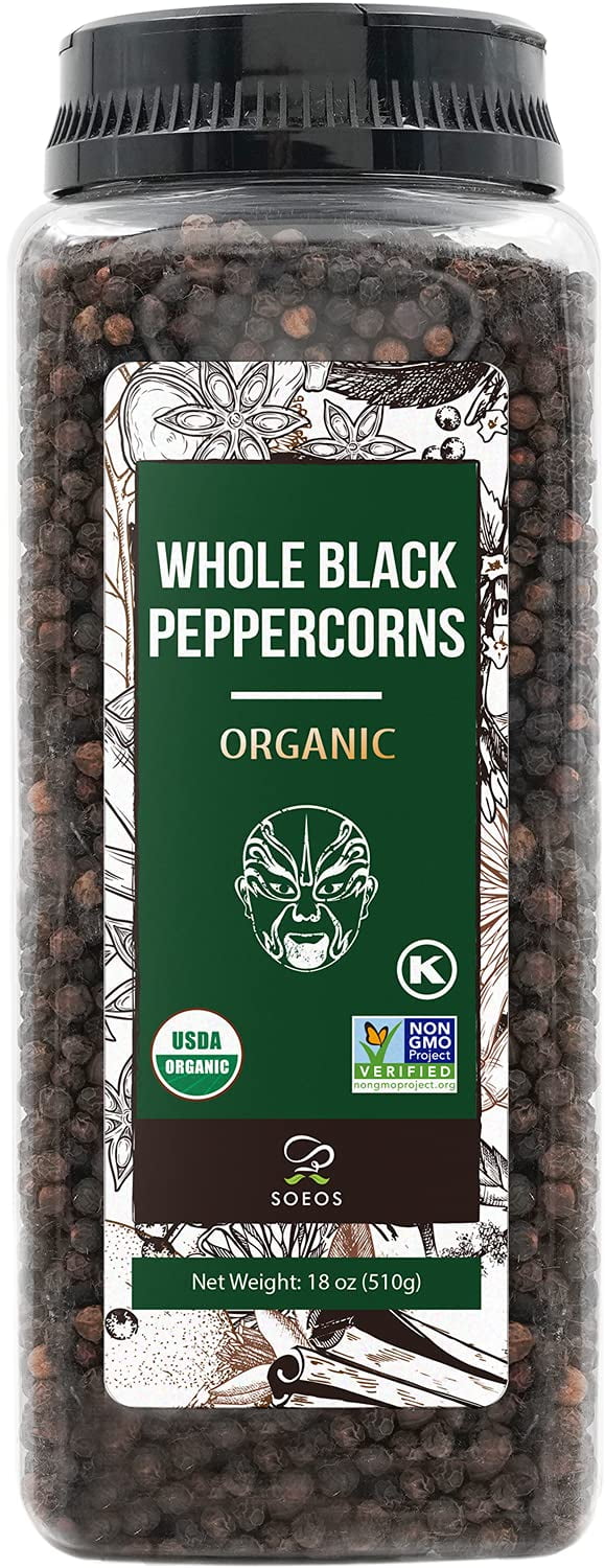 Soeos Organic Black Peppercorns, 18oz Whole Peppercorns Bulk, Non-GMO ...