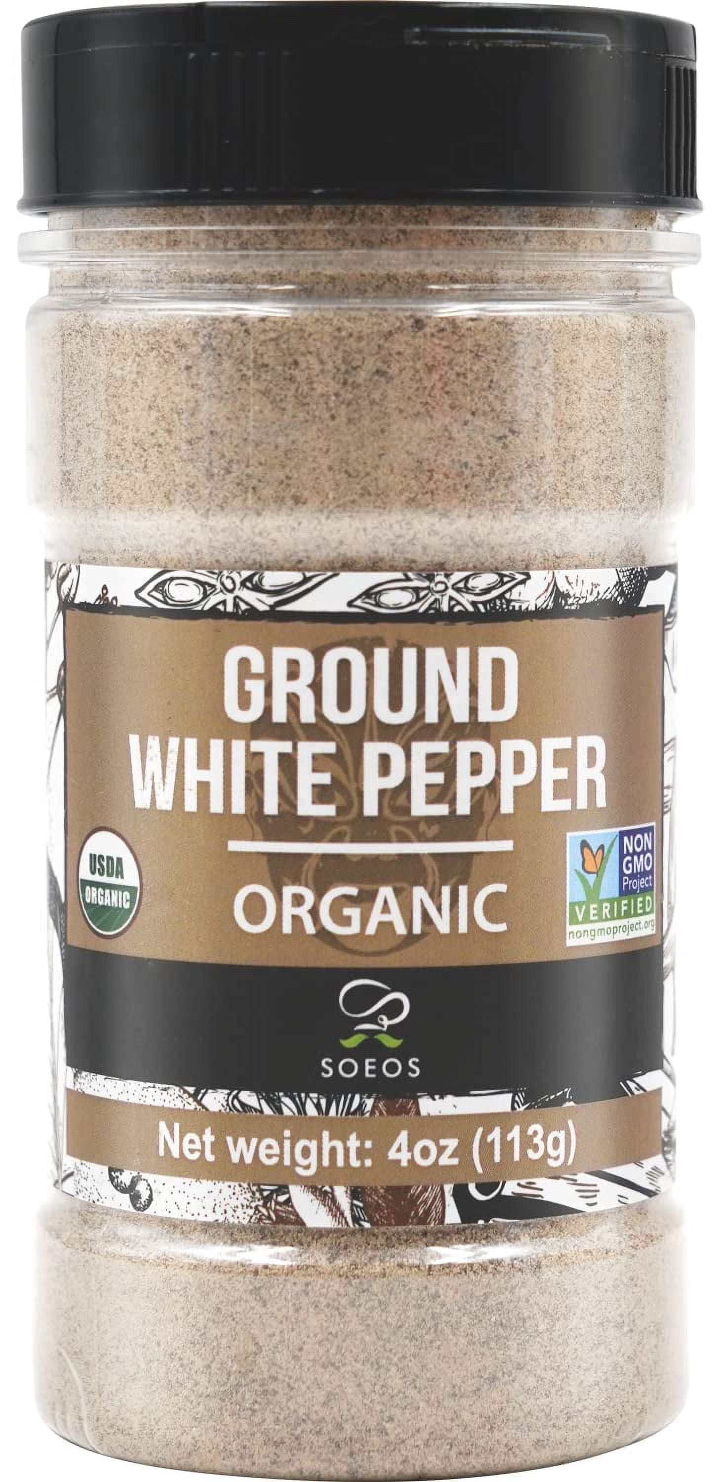 Soeos Organic White Pepper BCF26 Ground, Non-GMO, Freshly Peppercorn ...