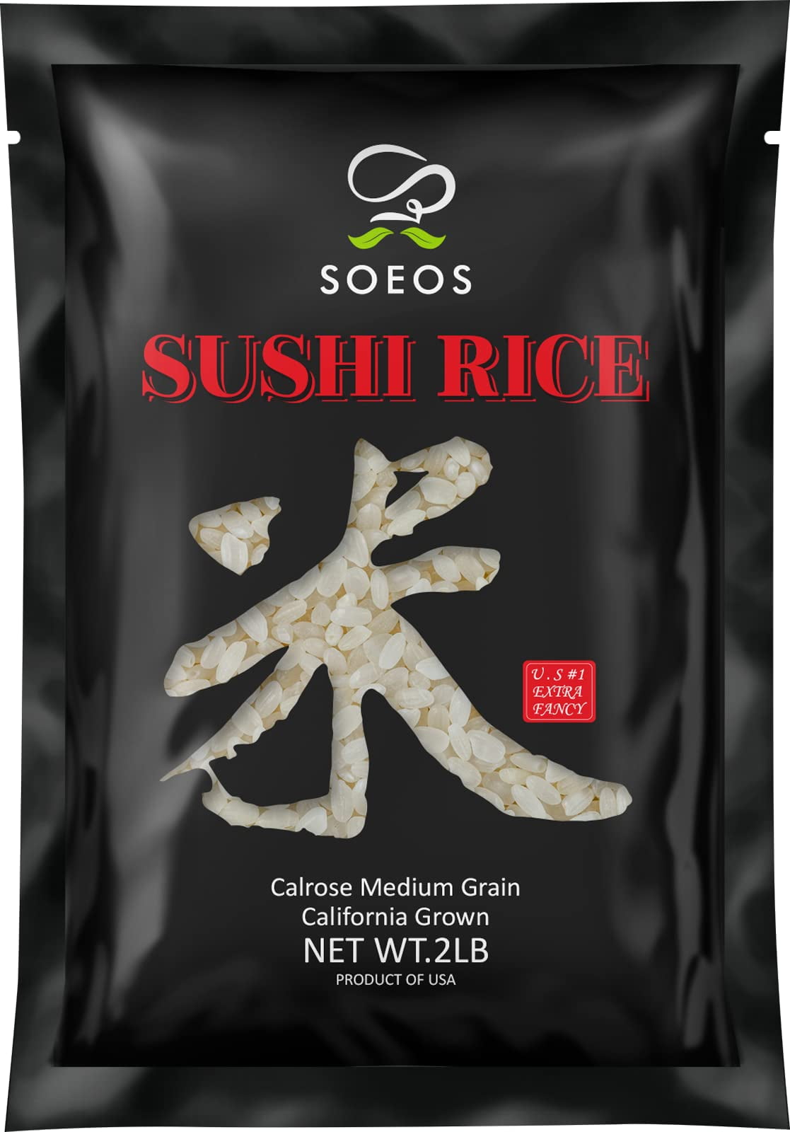 Soeos Premium Sushi Rice, Calrose Rice, Medium Grain, White Sticky Rice ...