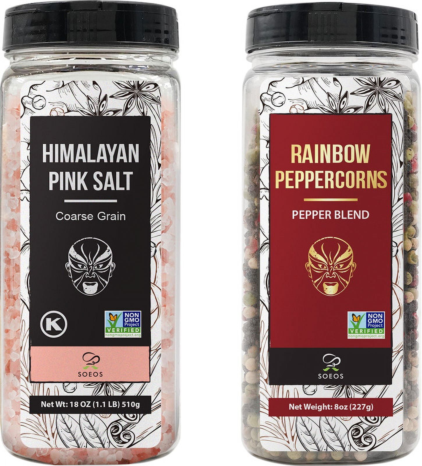 Soeos Rainbow Peppercorns 8 oz and Pink Salt 18 oz, Spice Set ...