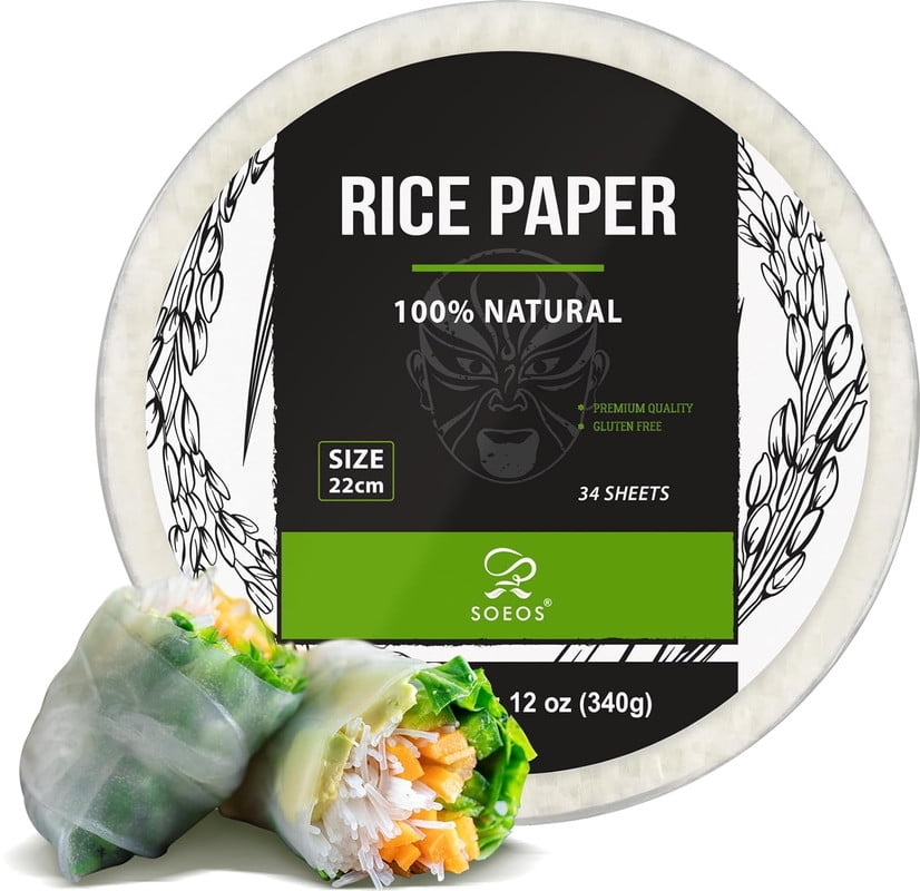 Soeos Rice Paper Wraps, 1 Pack, 34 Sheets- Versatile for Spring Rolls ...