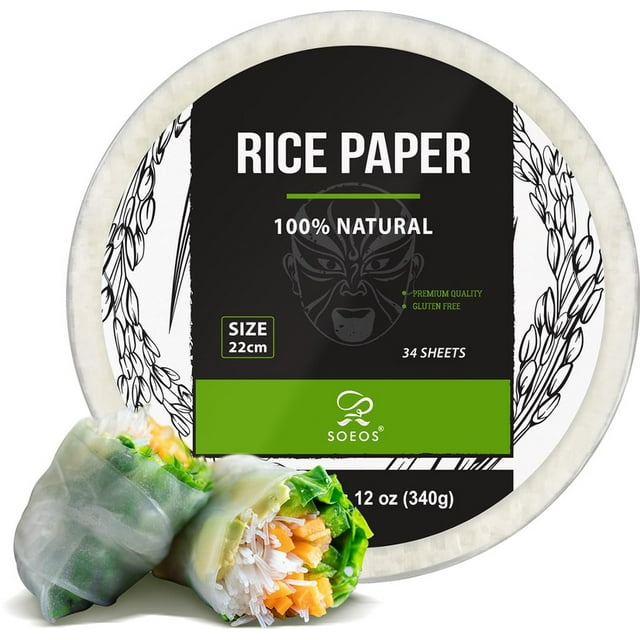 Soeos Rice Paper Wraps, 1 Pack, 34 Sheets- Versatile for Spring Rolls ...