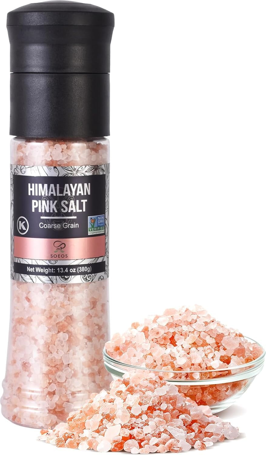 Soeos Salt Grinder Set, HMF23 Himalayan Pink Salt, Salt for Grinder ...