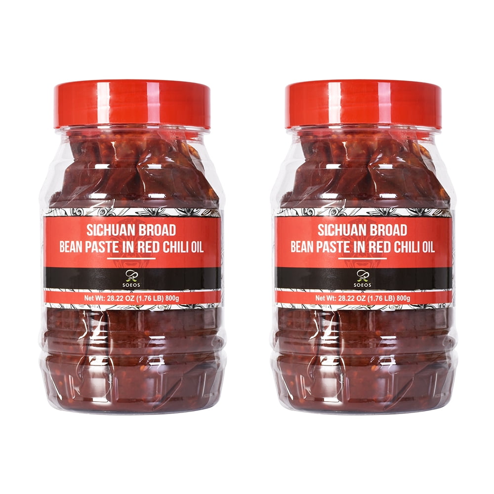 Soeos Sichuan Broad Bean Paste with Chili Oil 28.22oz (800g), 2 Packs ...
