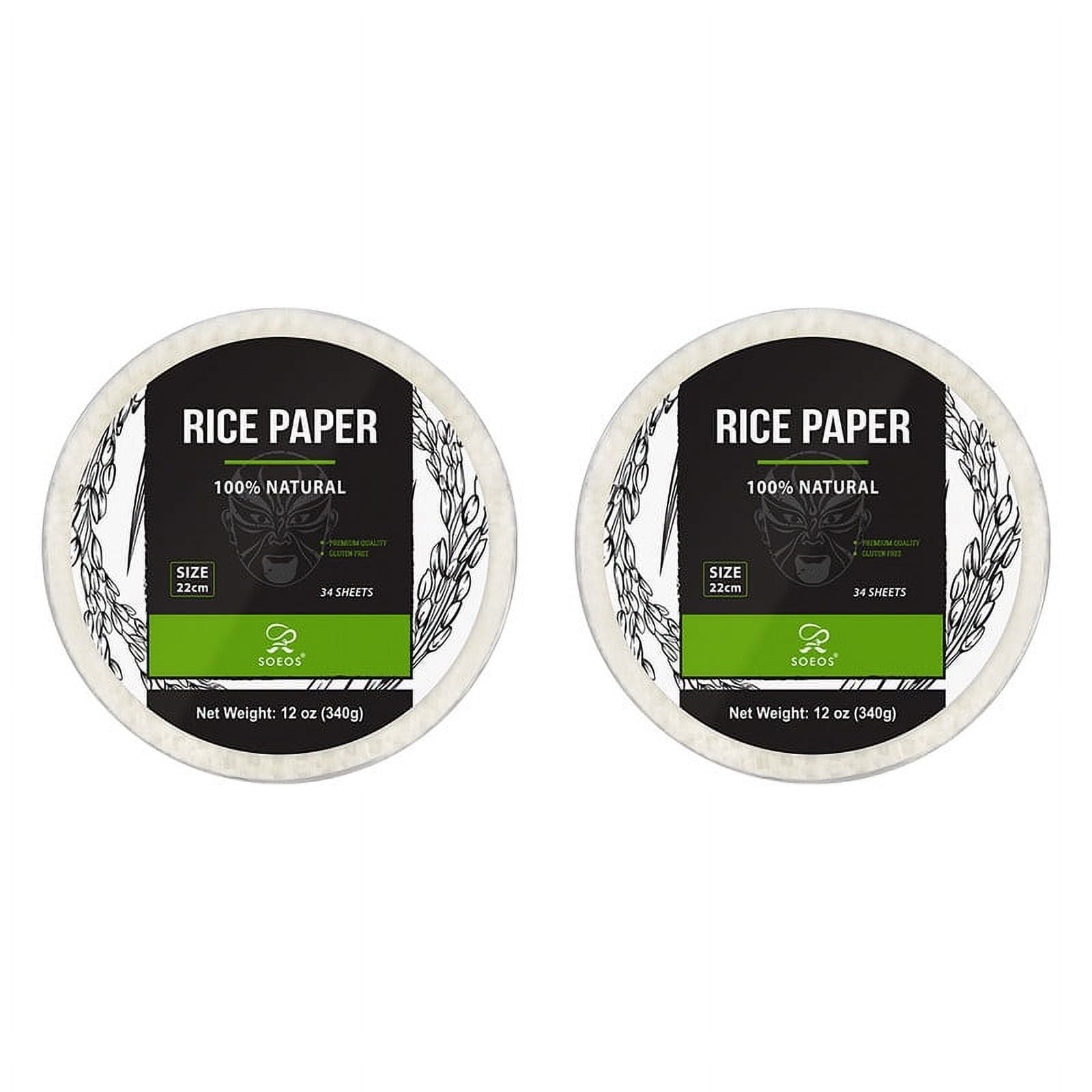 Soeos Square Rice Paper, 22 cm, 34 Sheets, 12 oz (340 g), 2 Packs ...