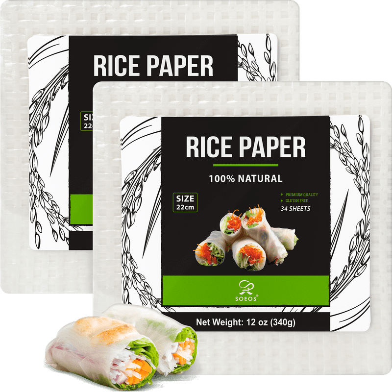 Soeos Square Rice Paper, 22 cm, 34 Sheets, 12 oz (340 g), 2 Packs ...