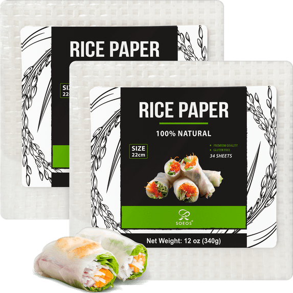 Soeos Square Rice Paper, 22 cm, 34 Sheets, 12 oz (340 g), 2 Packs ...