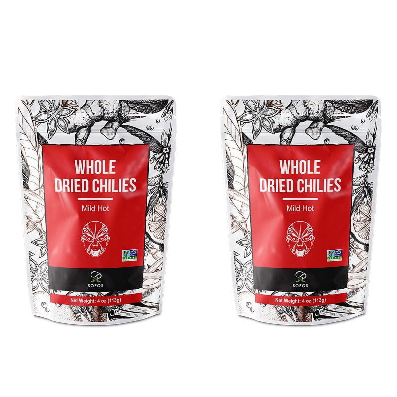 Soeos Whole Dried Chilies, Mild, 4 oz, 2 Packs, total weight 8 oz ...