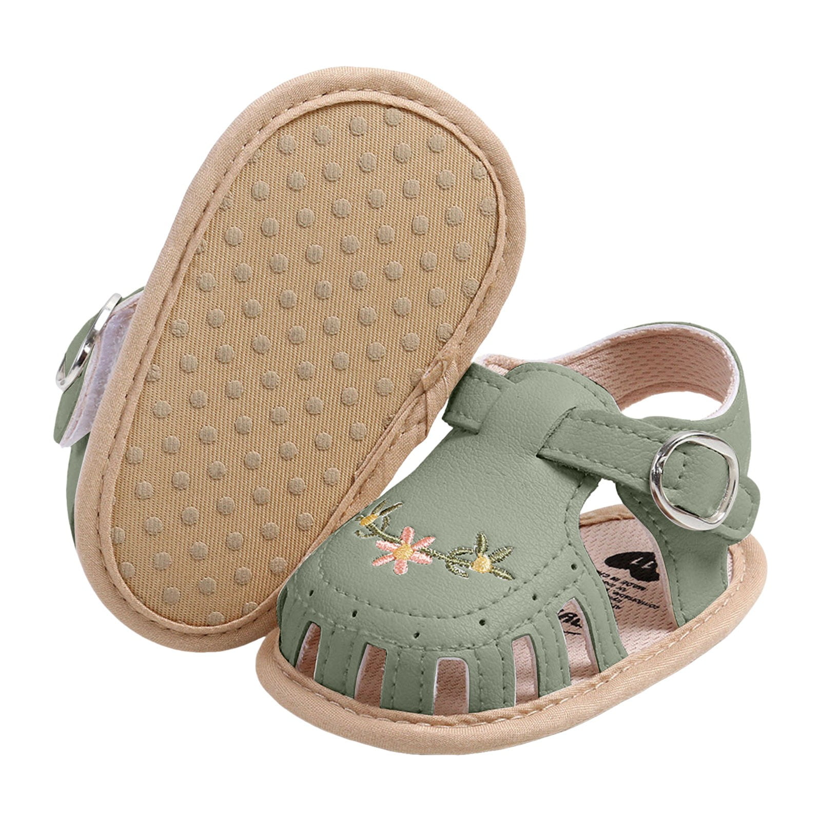 Soepste Baby Toddler Girls PU Leather Soft Open Toe Summer Sandals Flower Princess Flat Shoes ...