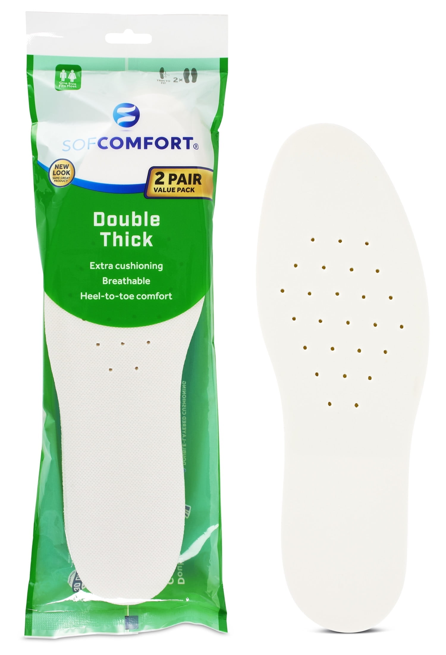 Sof Comfort Double Thick Foam Insole 2-Pack, Unisex One Size Most - pack of 2 - Walmart.com