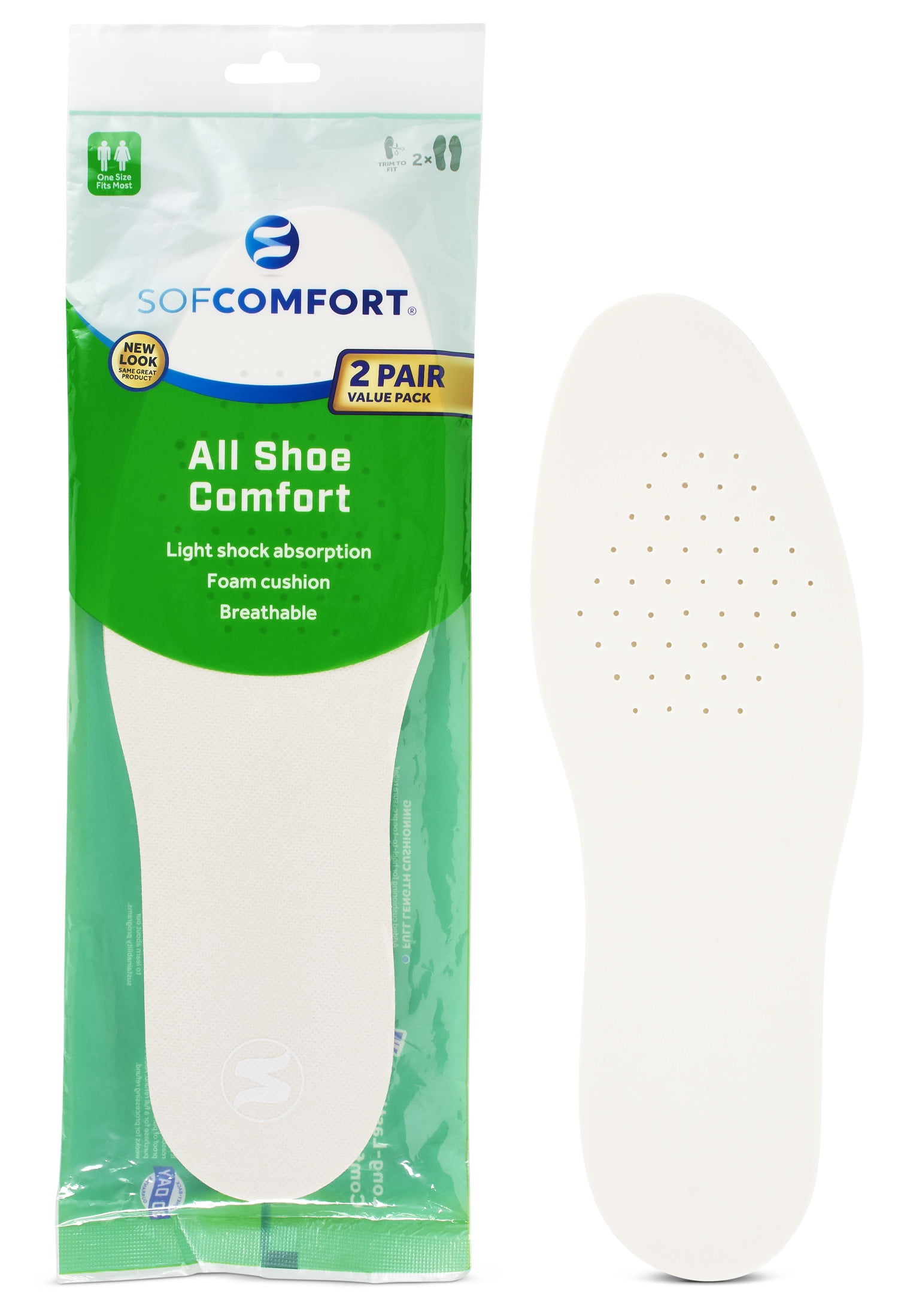 Sof Comfort All Shoe Comfort Insole, Latex and Polyester, Unisex, Trim ...
