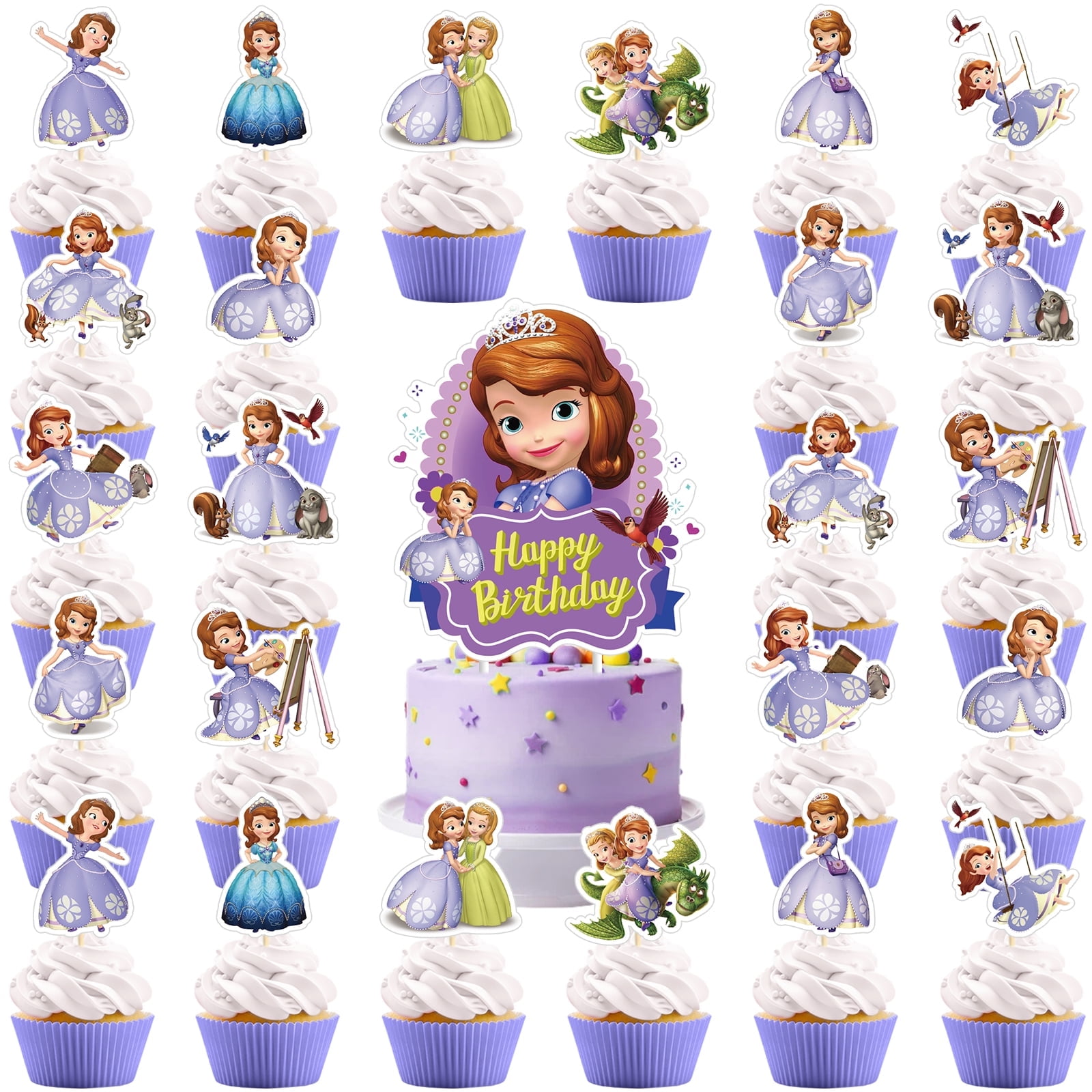 Sofía Party Decoration, 50 pcs Cake Decoration Party Supplies Cupcake Toppers cake decoration ...