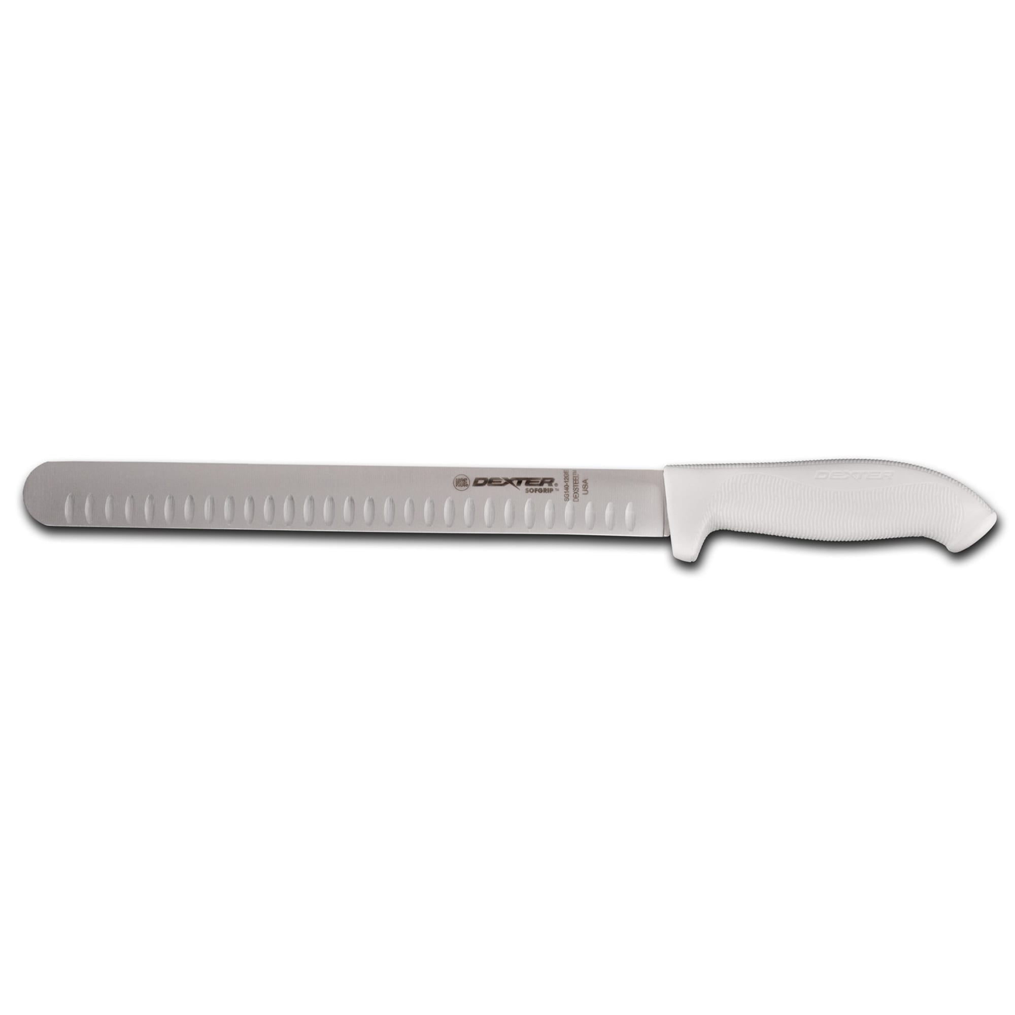 SofGrip SG140-12GE-PCP 12" White Duo-Edge Roast Slicer with Soft Rubber ...