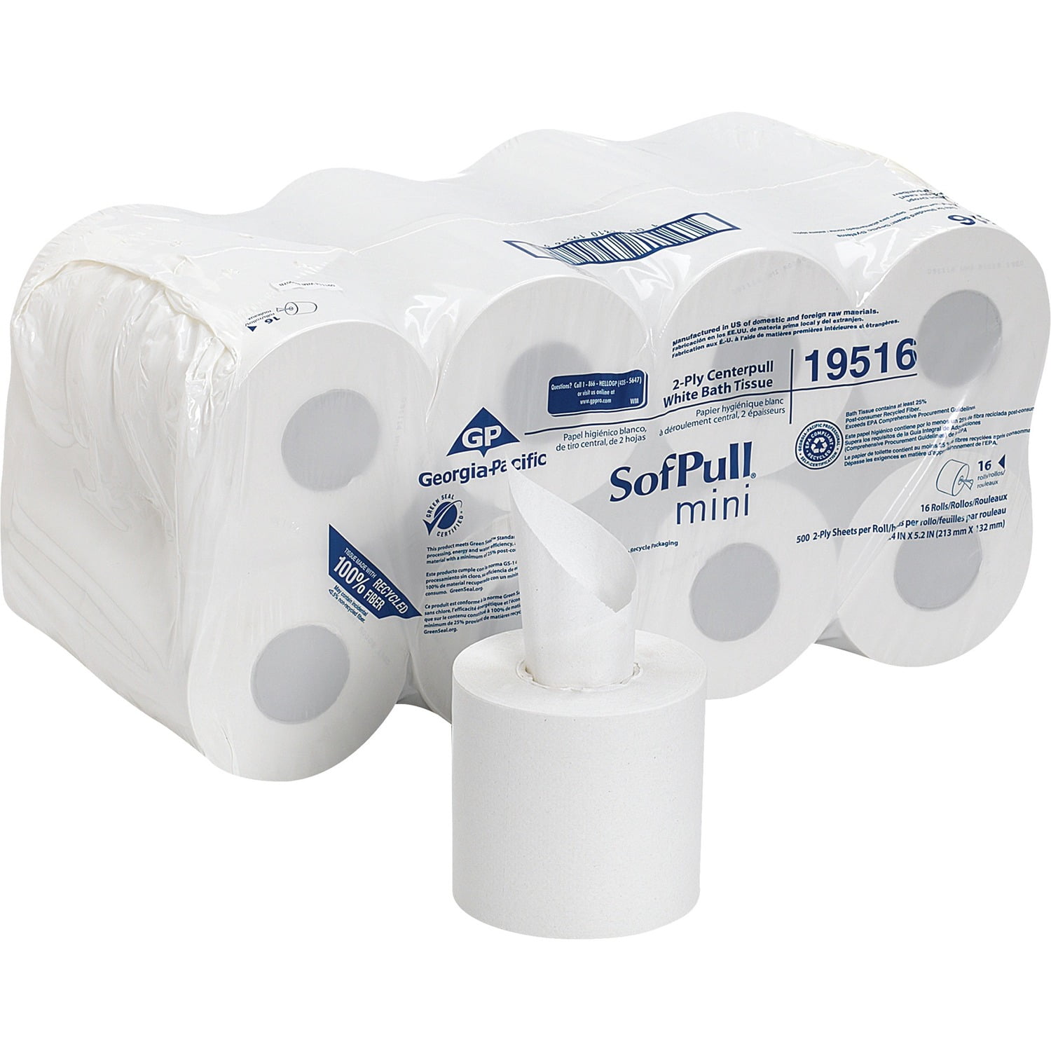 SofPull® Mini High-Capacity Centerpull 2-Ply Toilet Paper, 100% ...