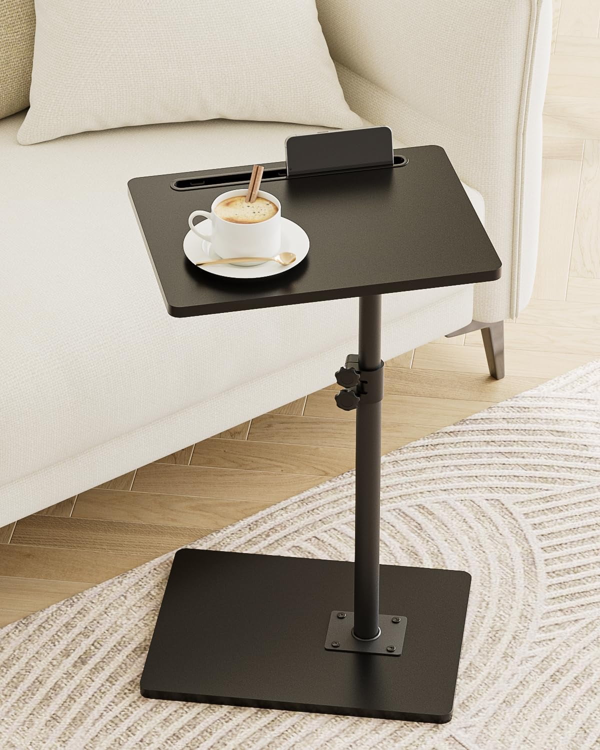 Sofa Arm Tray Table - 360° Swivel Height Adjustable End Table, Small ...