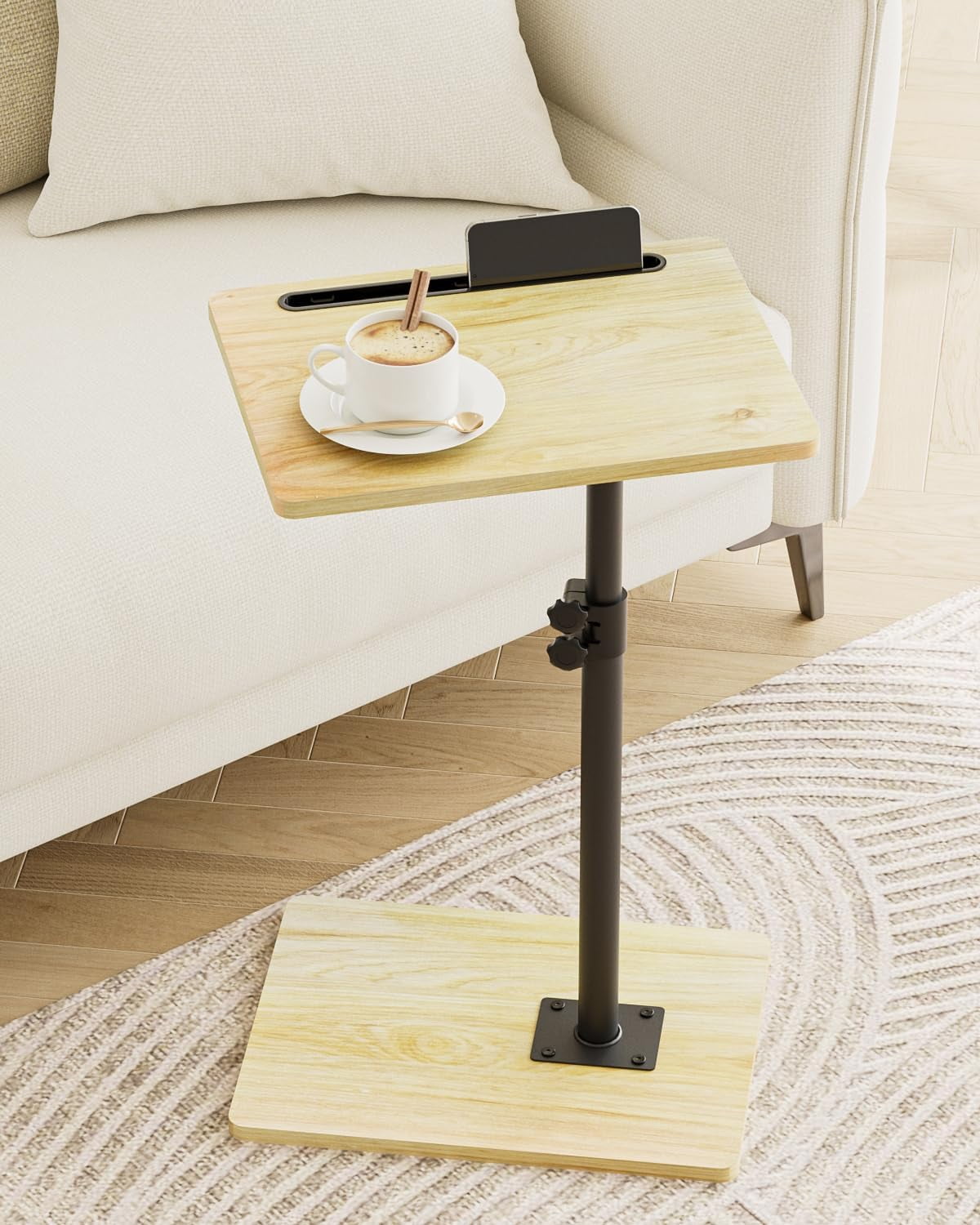 Sofa Arm Tray Table - 360? Swivel Height Adjustable End Table, Small ...