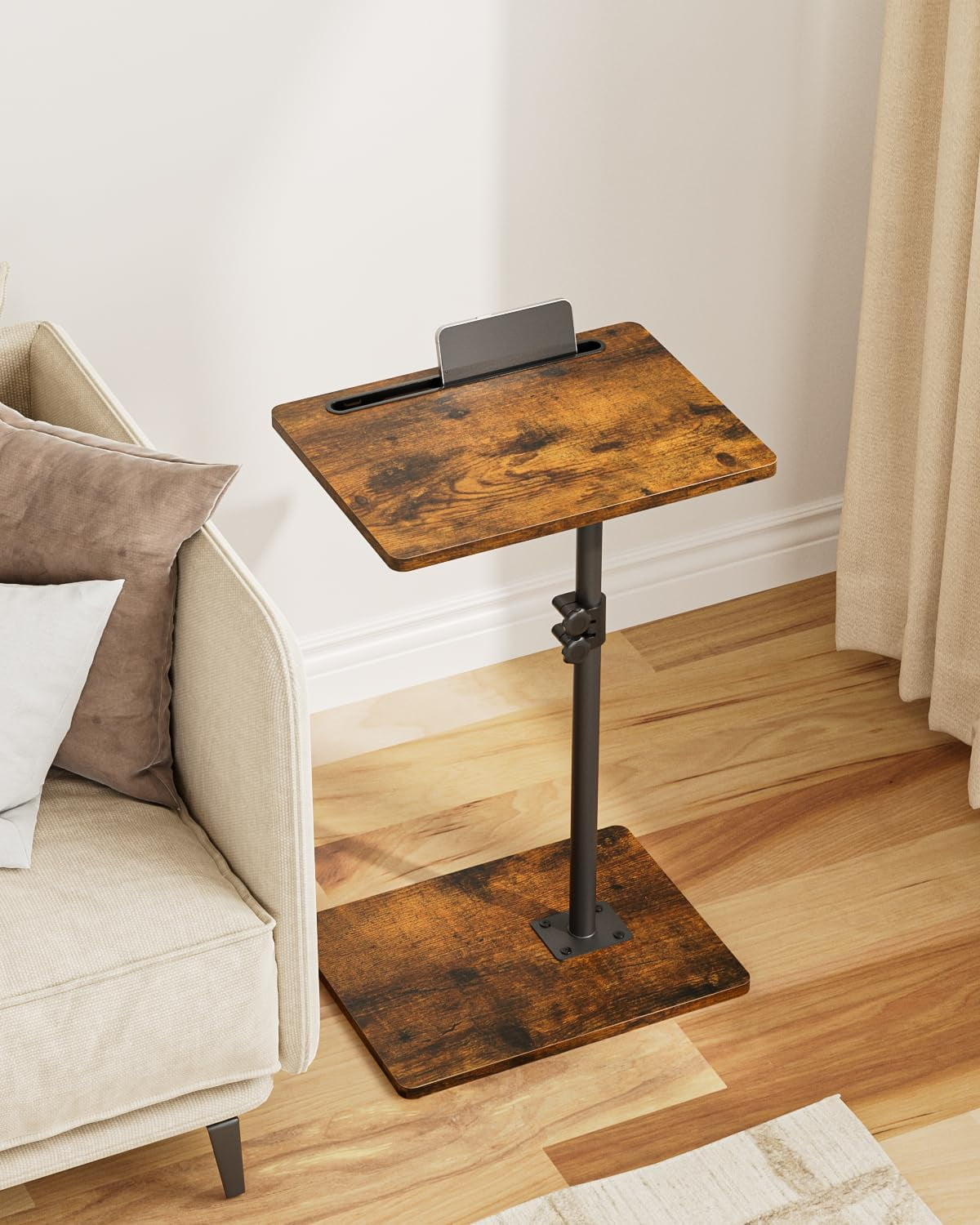 Sofa Arm Tray Table - 360° Swivel Height Adjustable End Table, Small ...