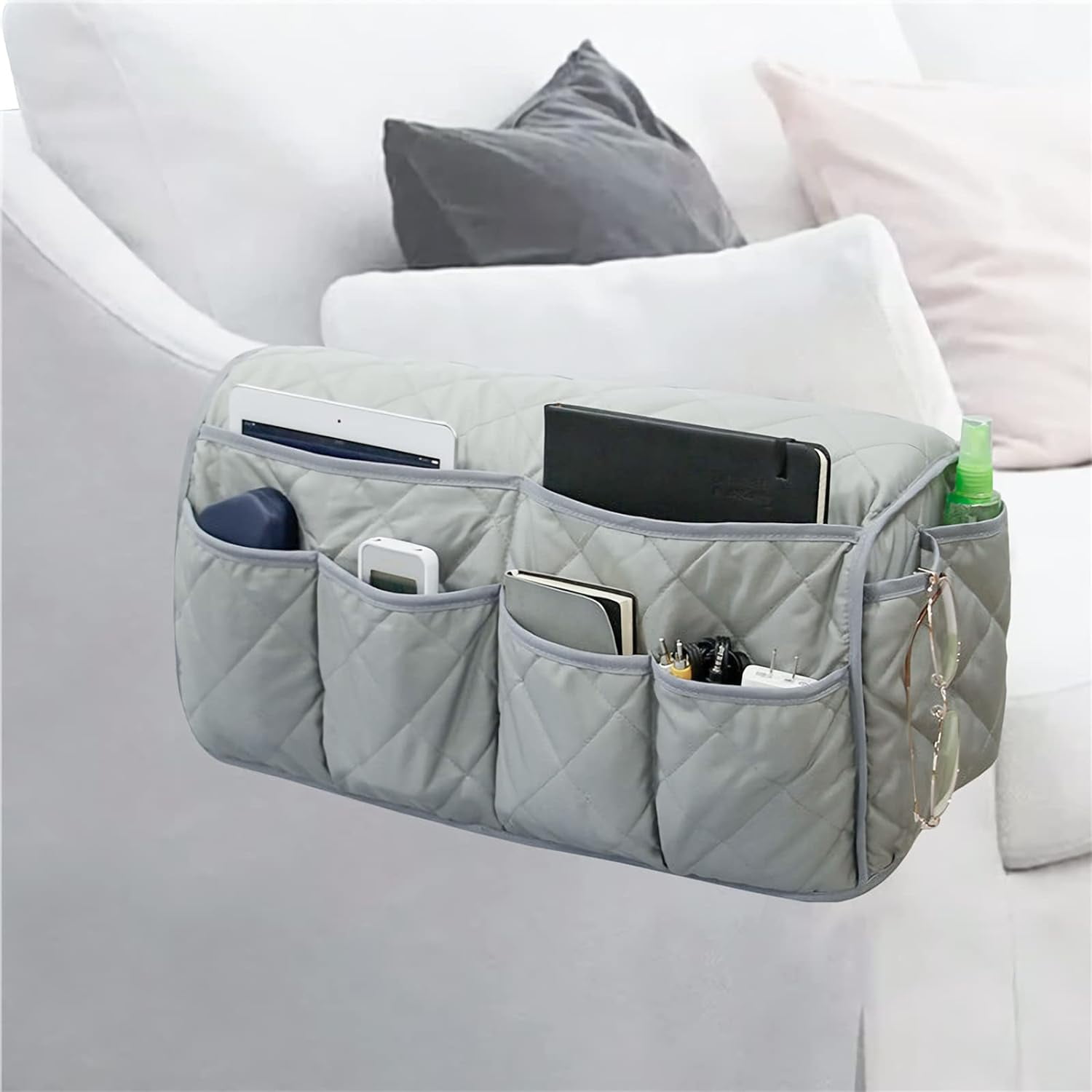 Sofa Armrest Hanging Organiser with 14 Pockets, Couch Armchair Storage ...