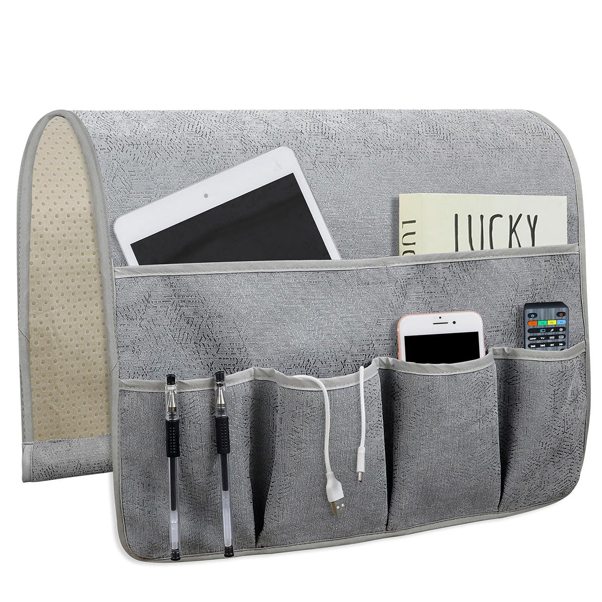 WETRBWEH Sofa Armrest Organizer with 5 Pockets Bedside Caddy - Fits ...