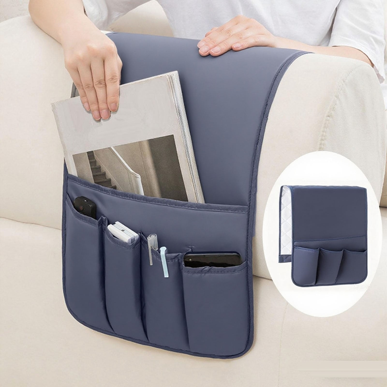 Sofa Armrest Organize remote holder bedside caddy organizer with 5 ...