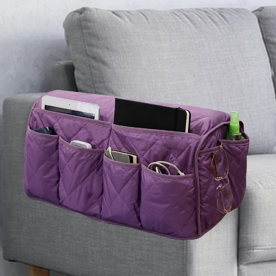 Sofa Armrest Organizer,Couch Remote Control Holder with 14 Pockets ...