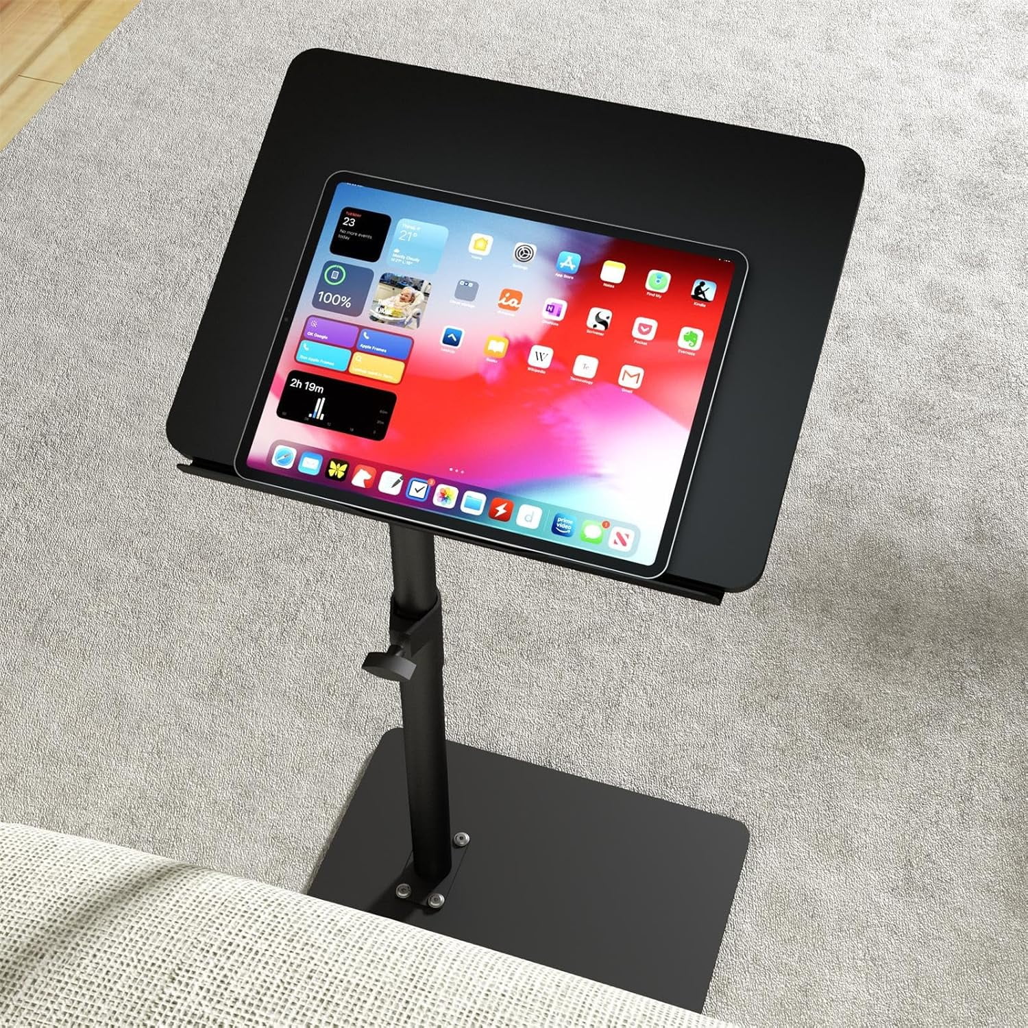 Sofa Armrest Tray Table for Couch - 360° Swivel Height Adjustable End ...