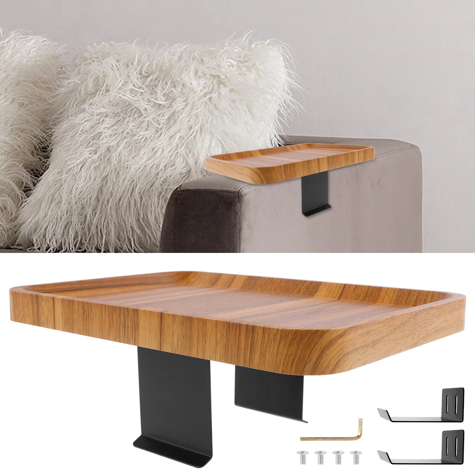 Sofa Armrest Tray Wood Couch Arm Table 5.5-15cm Width Adjustable Sofa ...