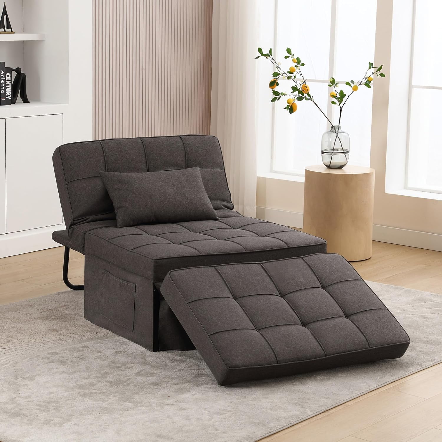 Sofa Bed, 4 in 1 Multi-Function Convertible Ottoman Chair Bed, Modern ...