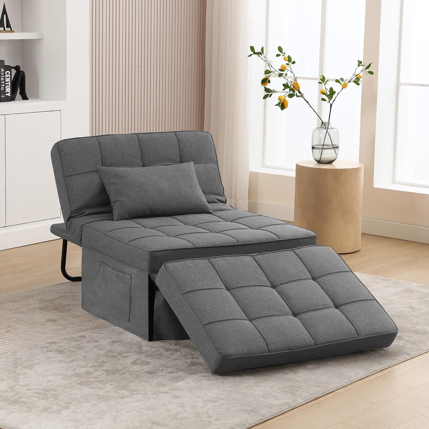 Sofa Bed, 4 in 1 Multi-Function Convertible Ottoman Chair Bed, Modern ...