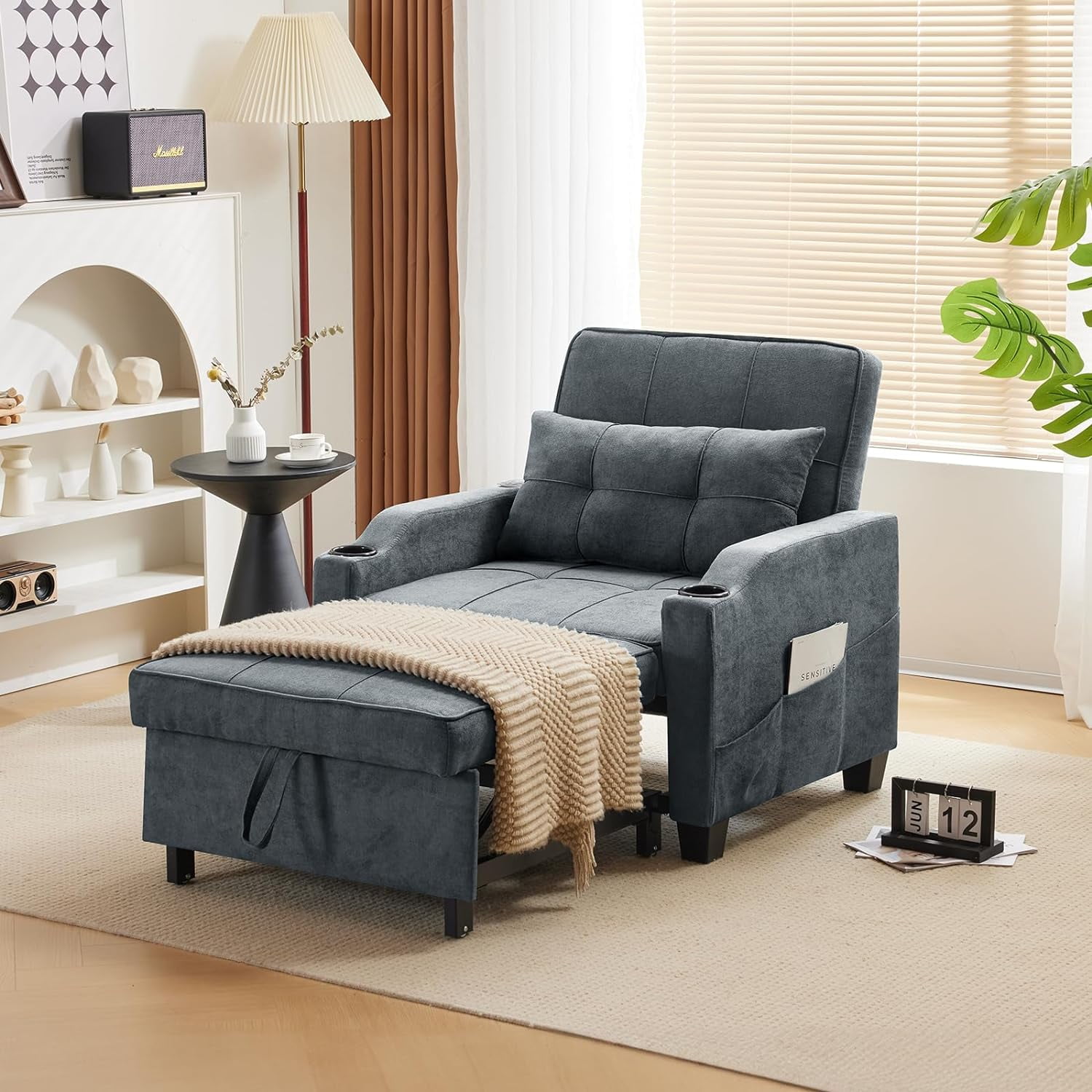 Sofa Bed Chair Recliner 3-in-1 Convertible Sleeper Sofa Chair Bed Green ...