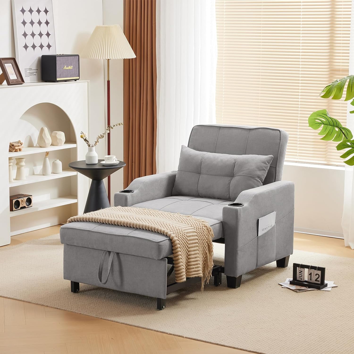 Sofa Bed Chair Recliner 3-in-1 Convertible Sleeper Sofa Chair Bed Green ...